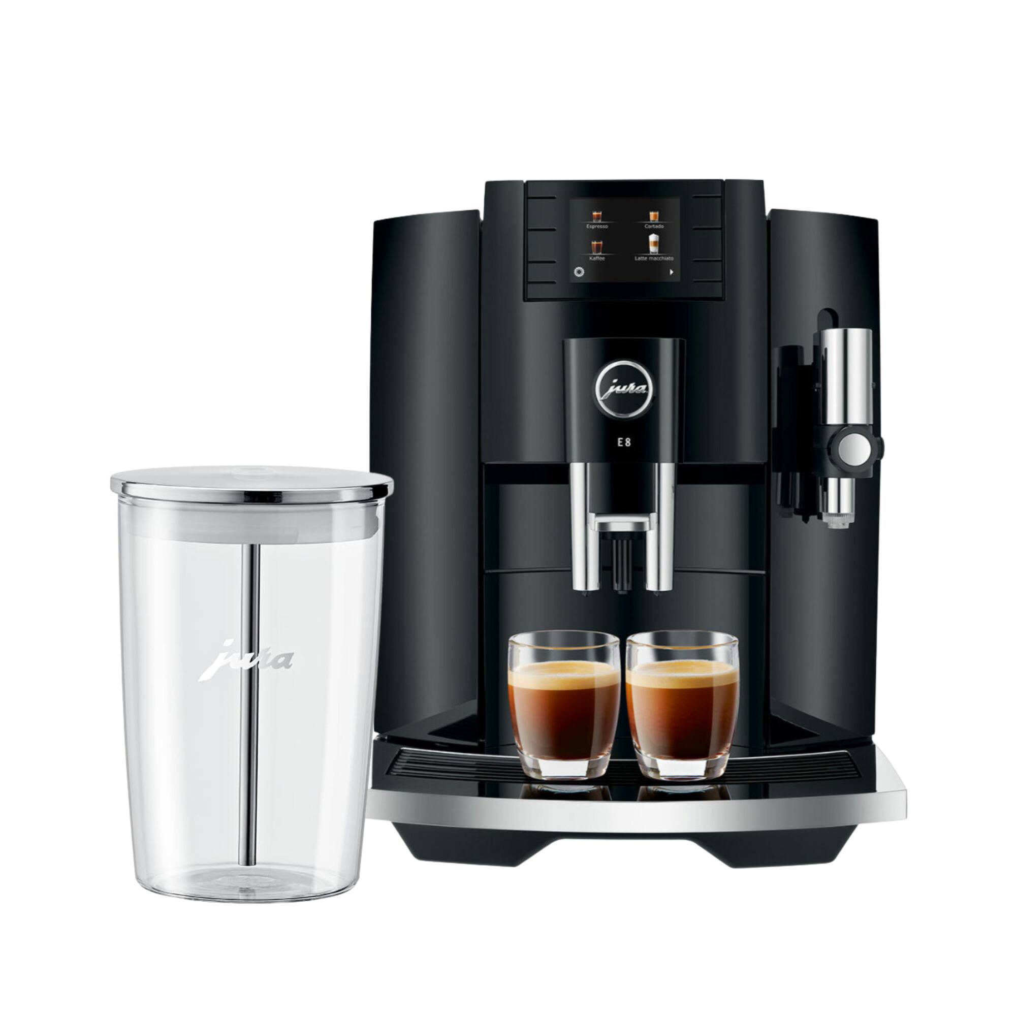JURA E8 5th Gen Automatic Coffee Machine Piano with Milk Container Bundle Black A15270K1 - Best Buy