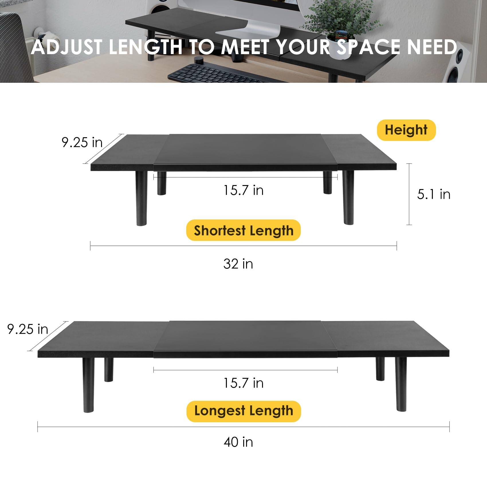 Refined Abode Design Dual monitor stand riser for desk Adjustable ...