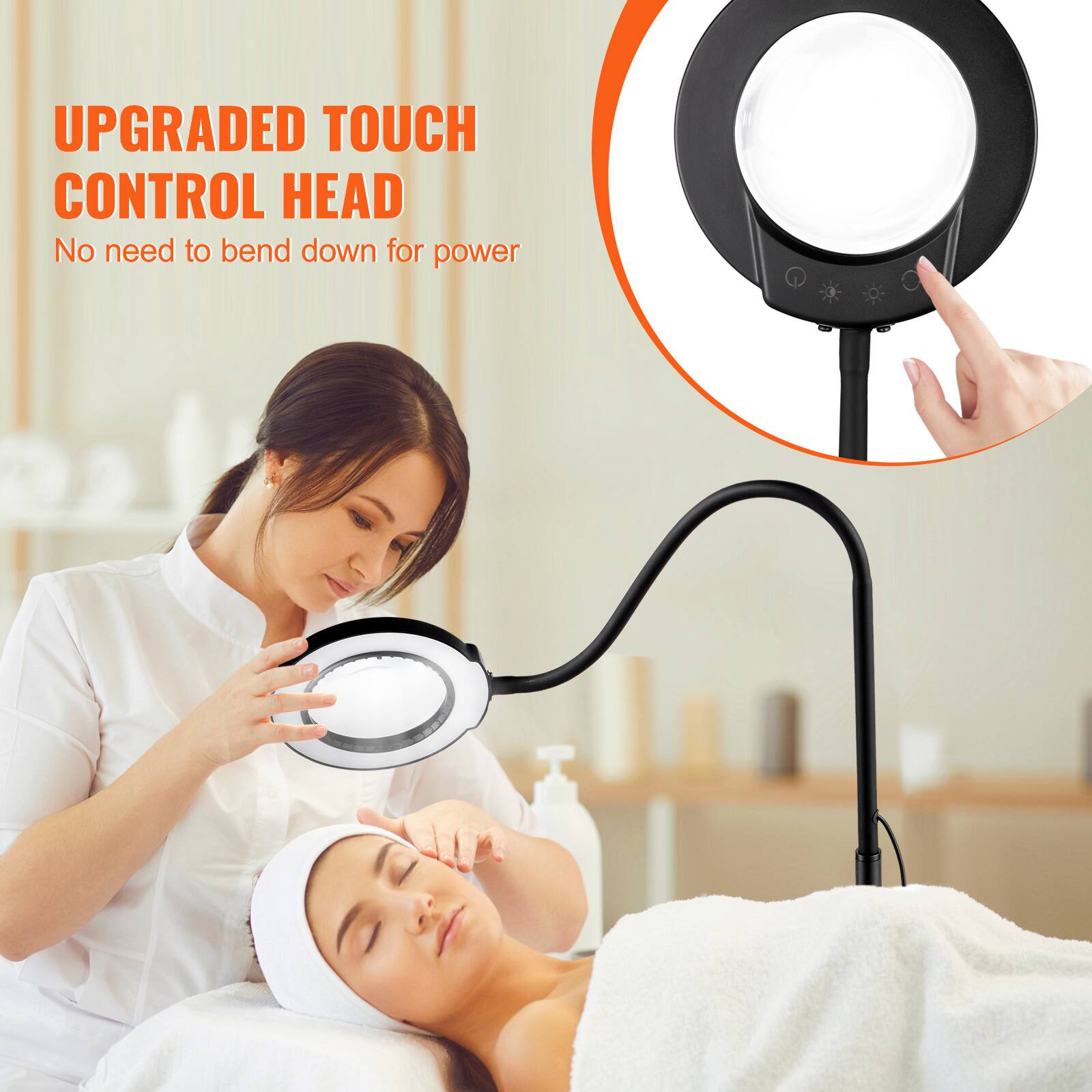 VEVOR Magnifying Floor Lamp,5X Standing Magnifying Glass with Light ...