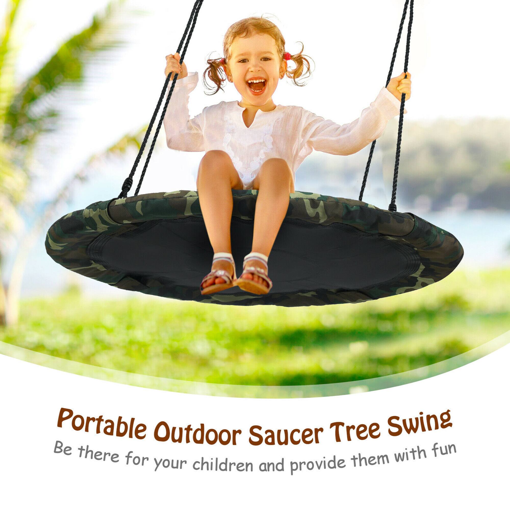 Costway 40" Flying Saucer Tree Swing Outdoor Play Set w/ Adjustable ...