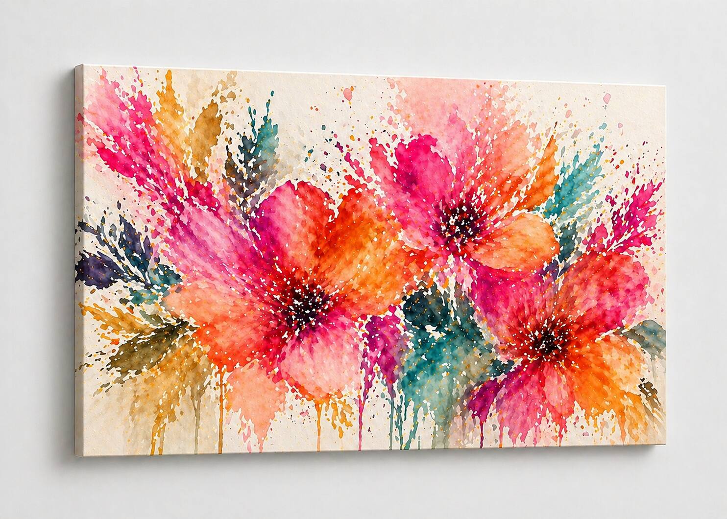 FC Design Large Canvas 24x36" Vibrant Watercolor Floral Art Painting ...