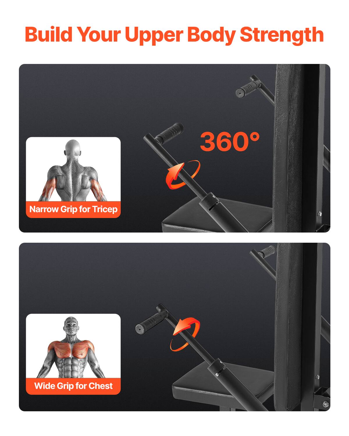 VEVOR Seated Dip Machine, Tricep Bicep Press Down Machine with Cable ...