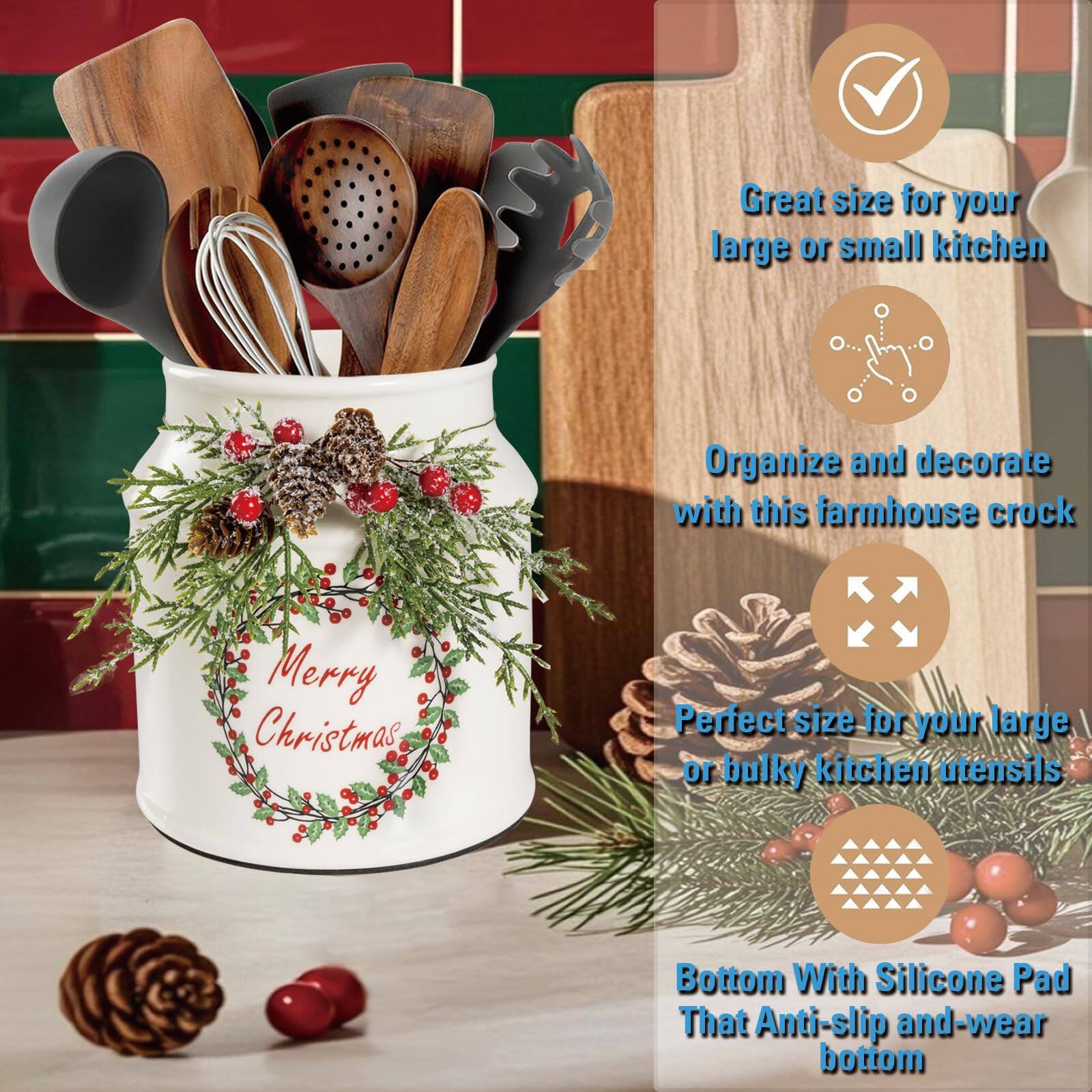 Paradigms Interiors Christmas Utensil Holder Cute Wreath Utensils For ...