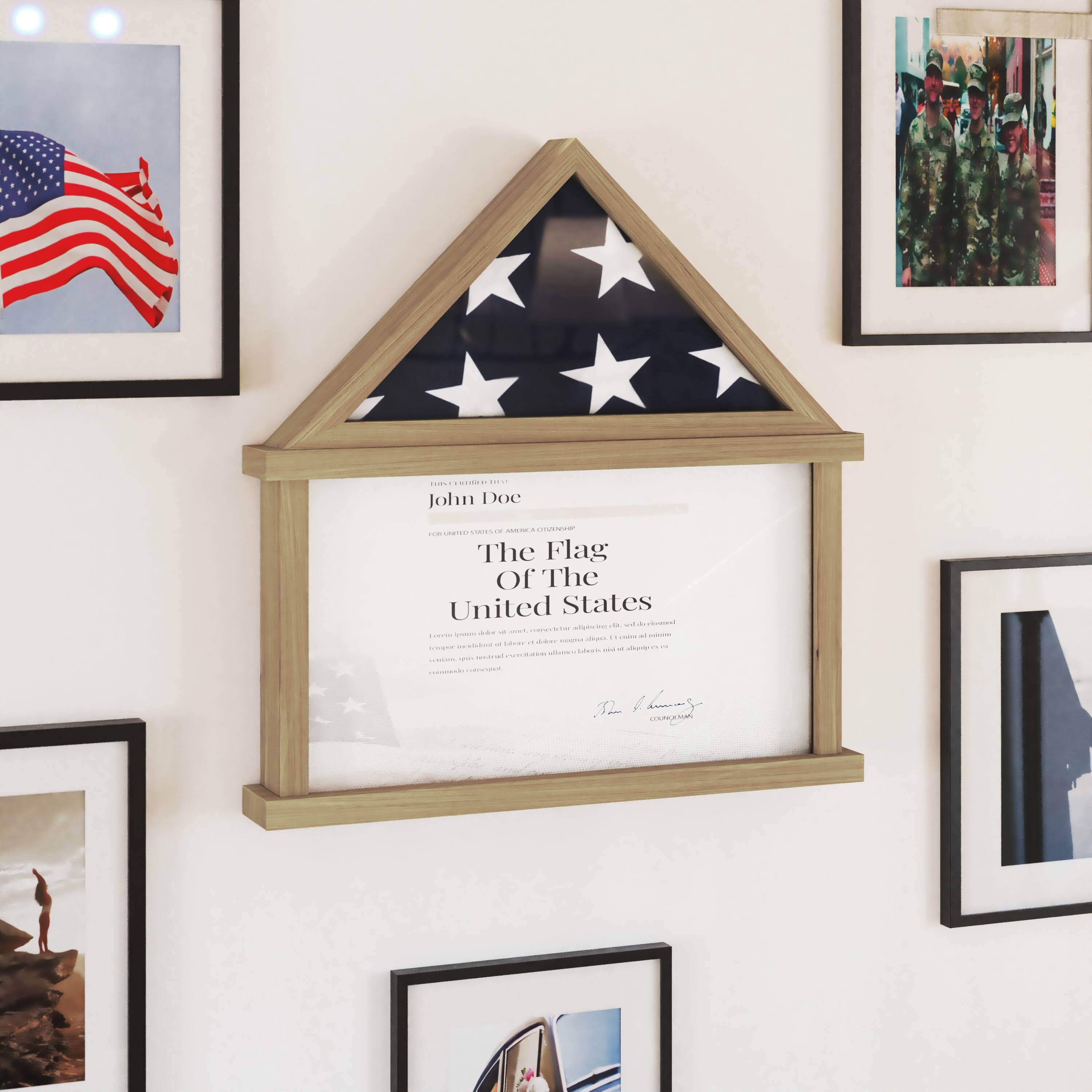 Emma + Oliver Arthur Small Solid Wood Memorial Flag Case with ...