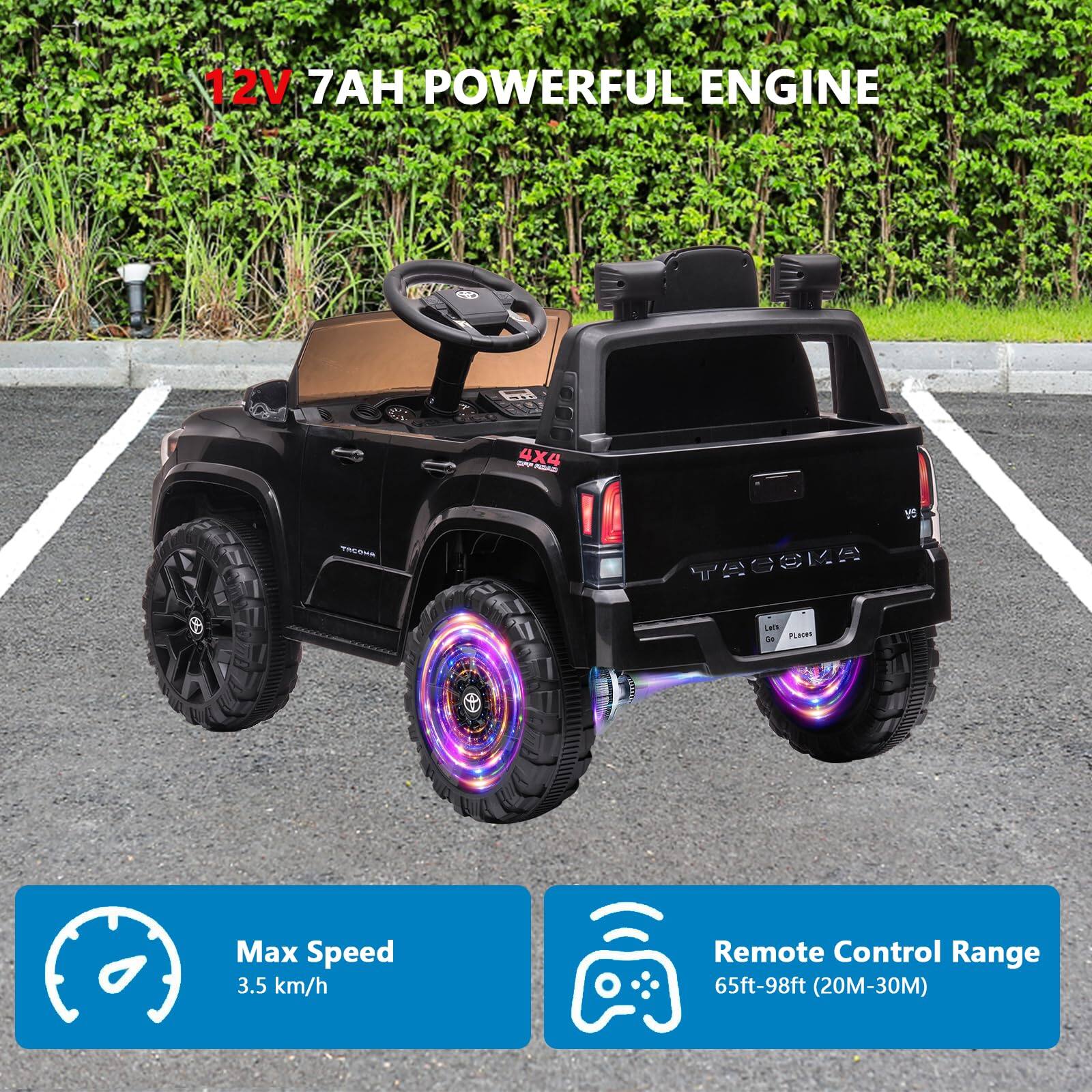 Jojoka 12V Licensed Toyota Tacoma Ride On Truck for Kids w/Remote, LED ...