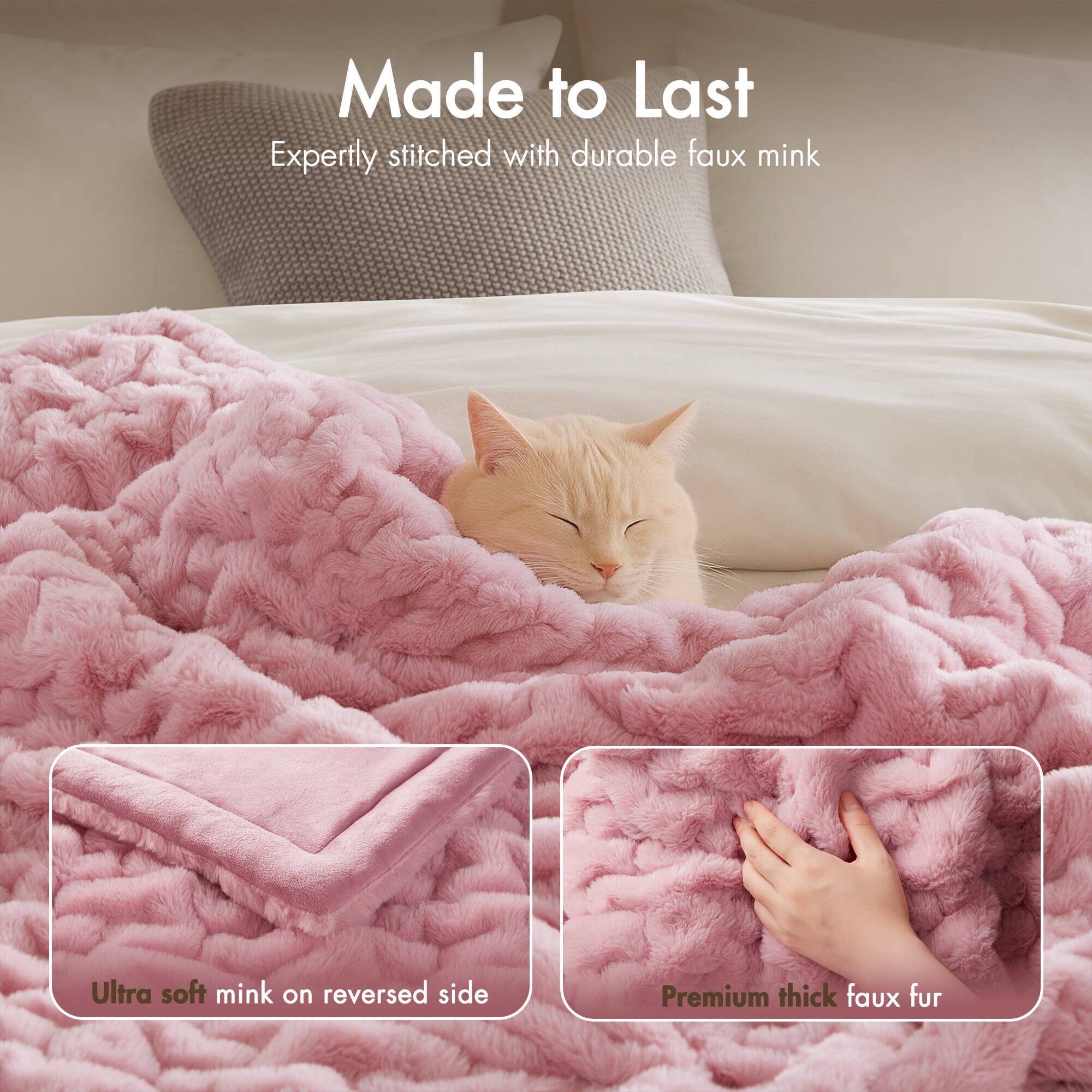 Glintex 1 PC 50x60" Ruched Fur Throw Pink GTEX943055 - Best Buy