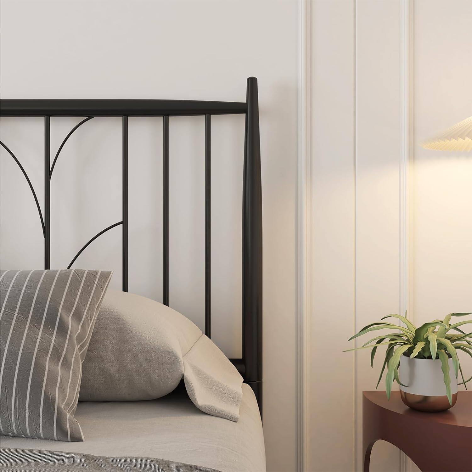 Jojoka Full Size Platform Bed Frame with Wheat Head Headboard, Metal ...