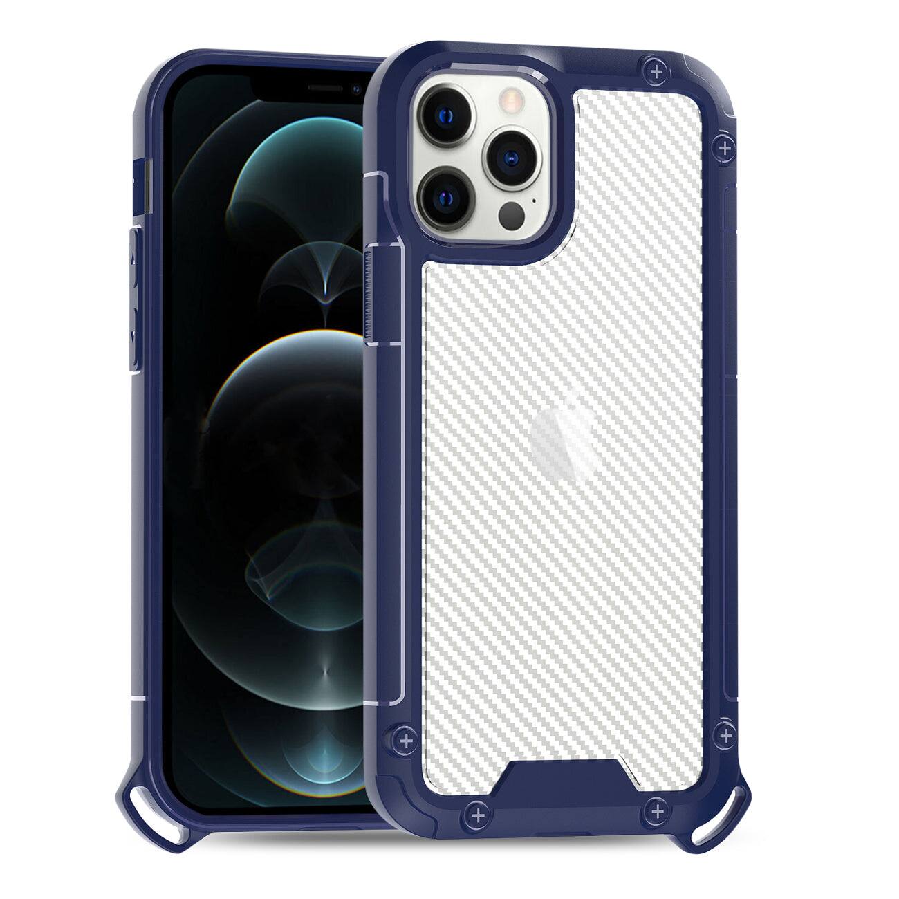 Reiko Shockproof Pc Bumper Case With Carbon Fiber Pattern In For Iphone ...