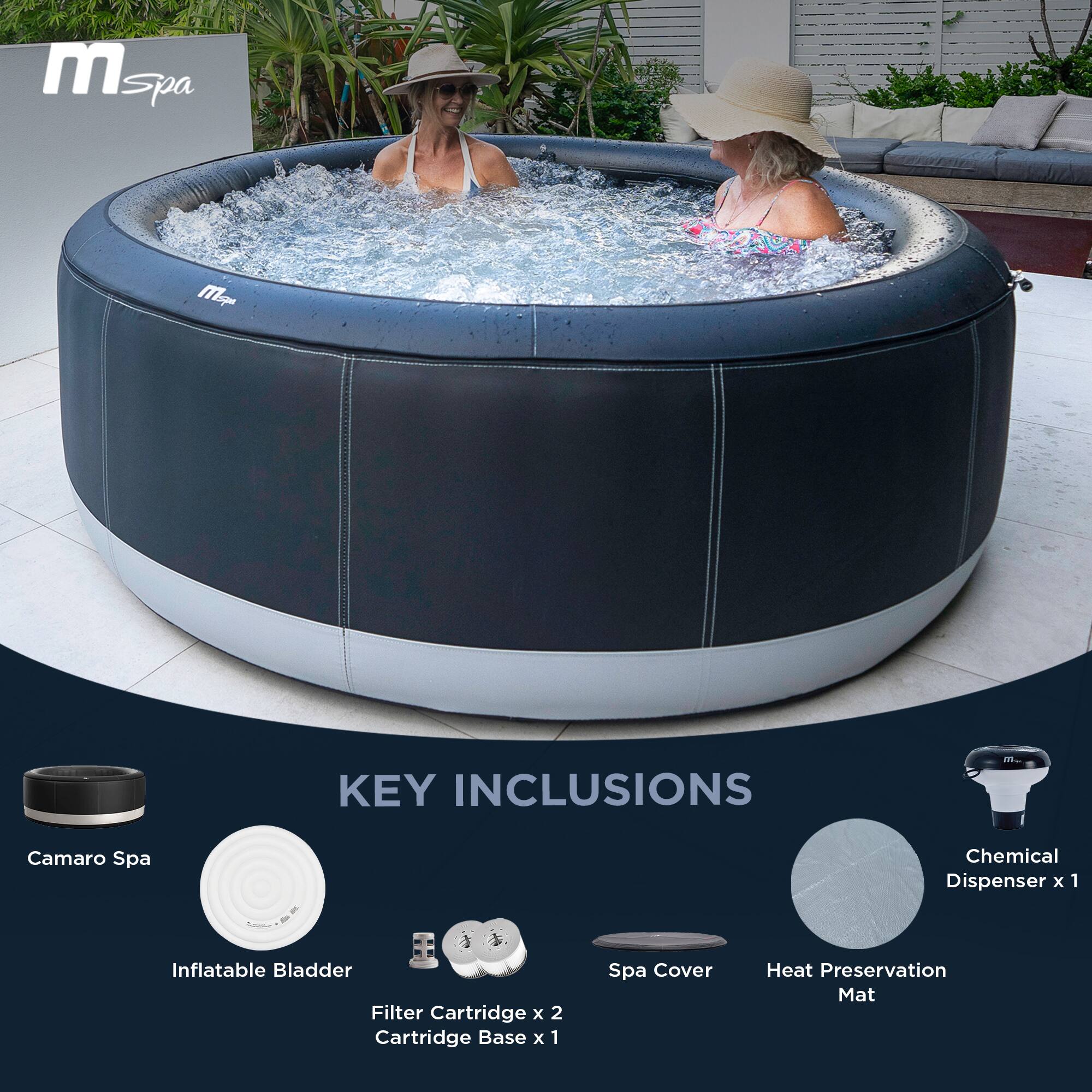 MSpa Round Inflatable Bubble Massage Spa, 4 to 6 Person Hot Tub, Super ...