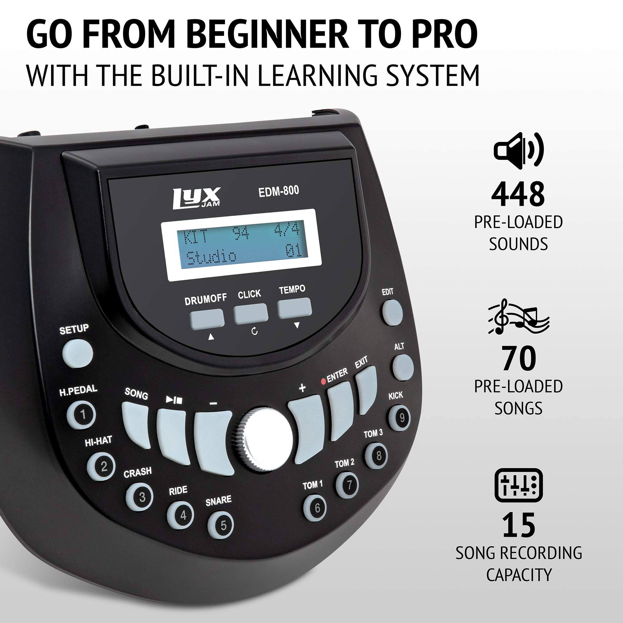 Lyxpro 8 Piece Electronic Drum Set, Pro Electric Drum Set with Real ...