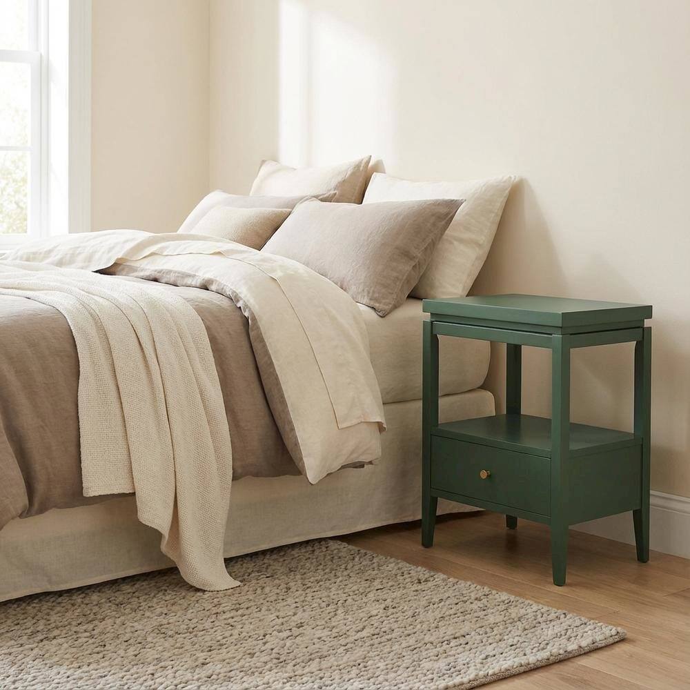 FurniFact Evening Stand with Single Drawer and Gold Hardware for Casual ...
