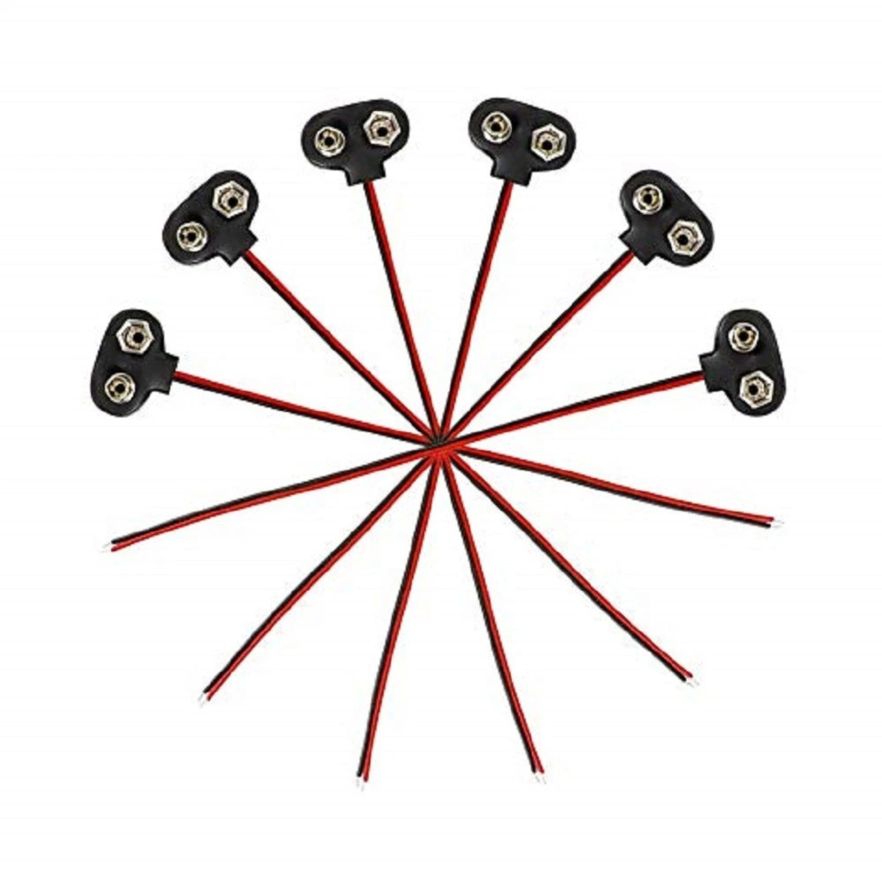 Kitcheniva T-Type 9V Battery Snap Connector With Cable 10 Pcs Black ...