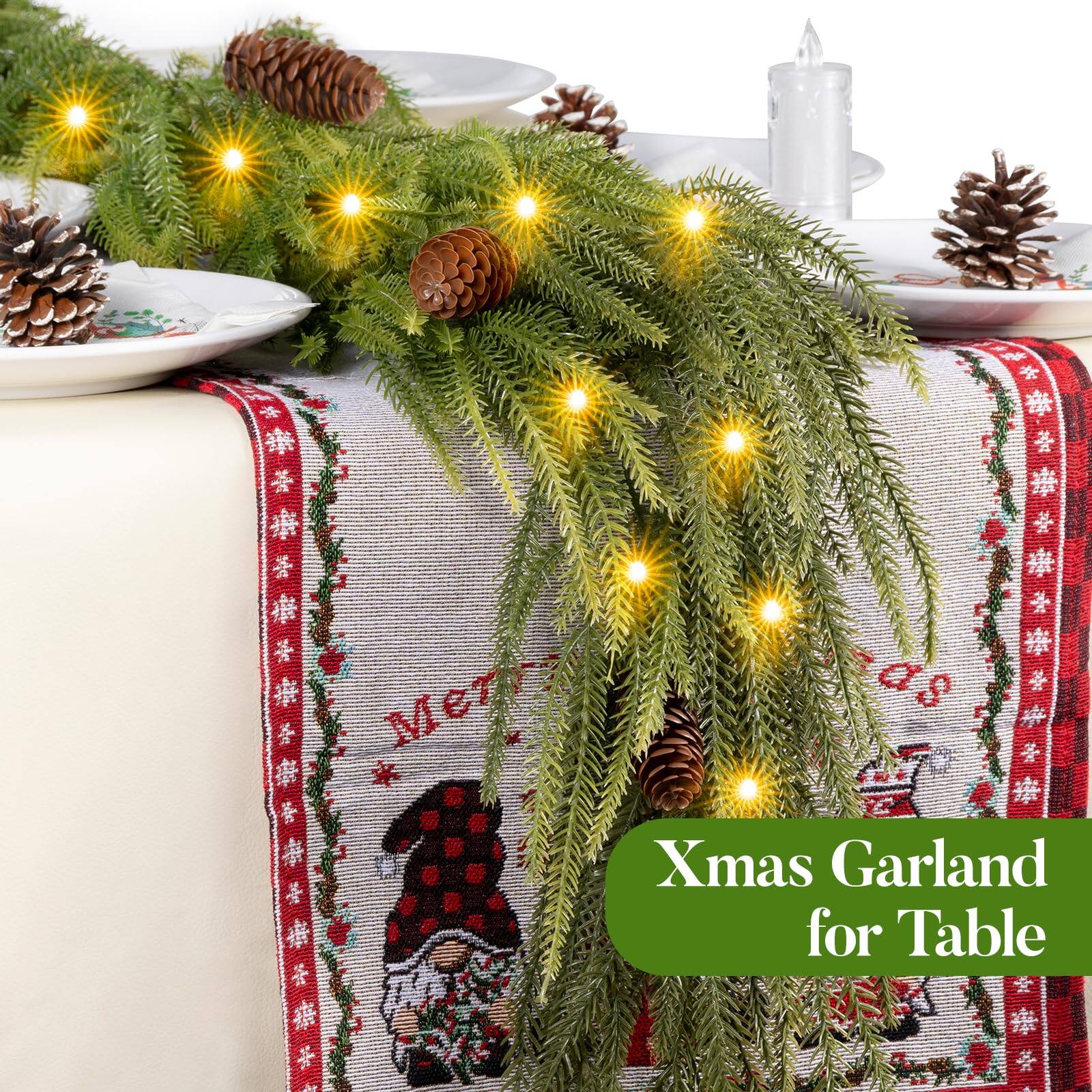 Refined Abode Design Norfolk Pine Garland Lights Lighted Christmas Timer odes Prelit Operated ...