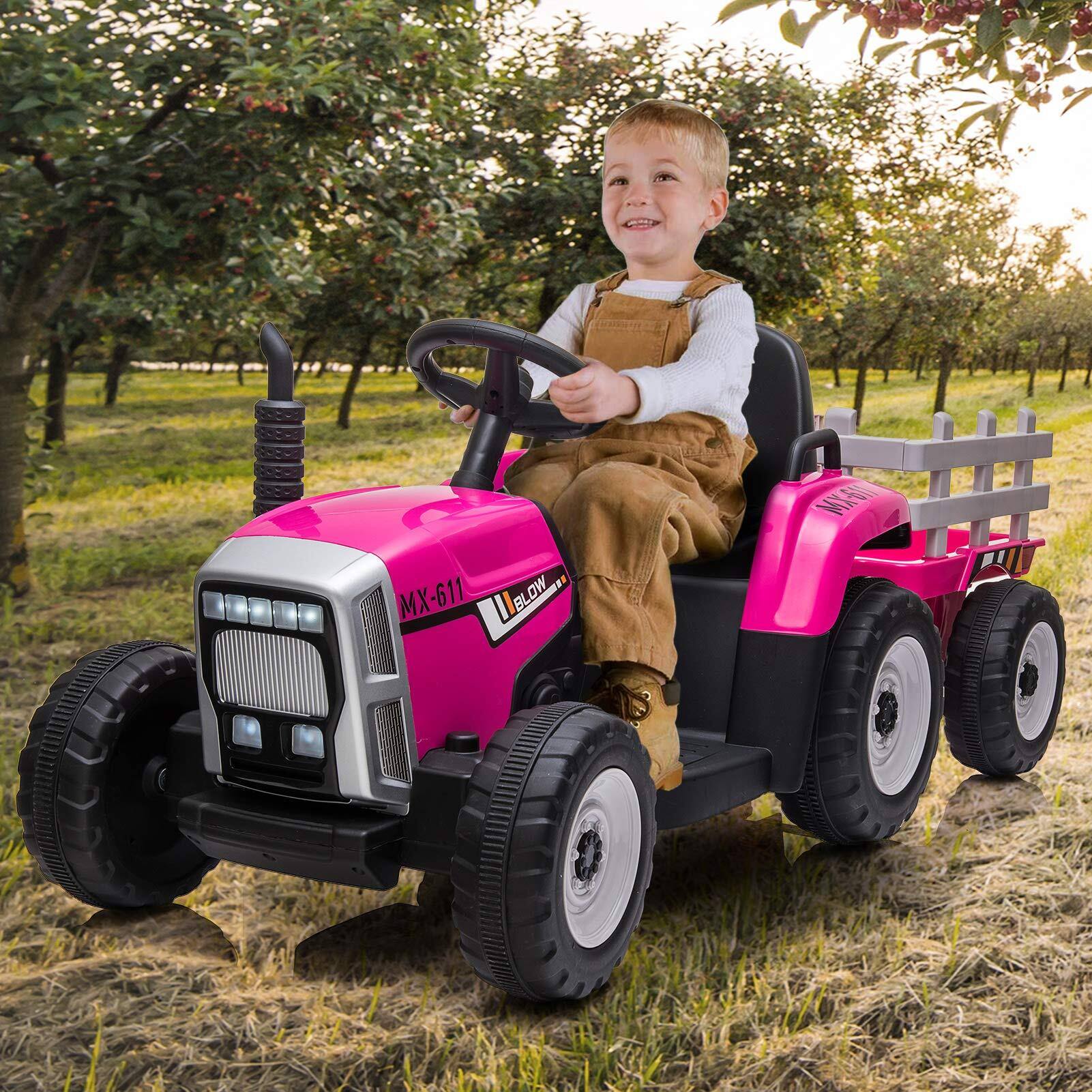 Acekool 12V Kids Ride On Tractor with Trailer & Remote Control,Speed Up ...