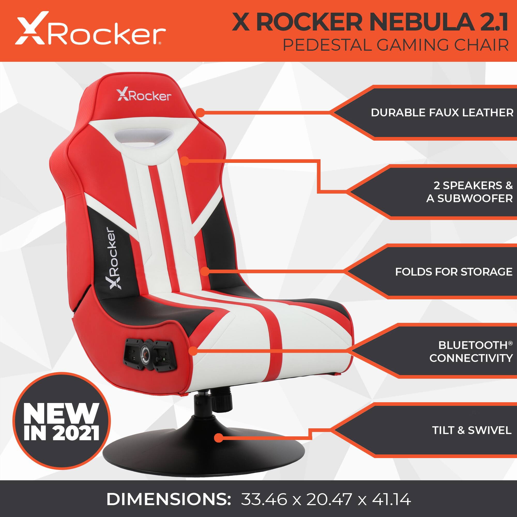 Customer Reviews: X Rocker Nebula 2.1 BT Gaming Chair Red and White ...