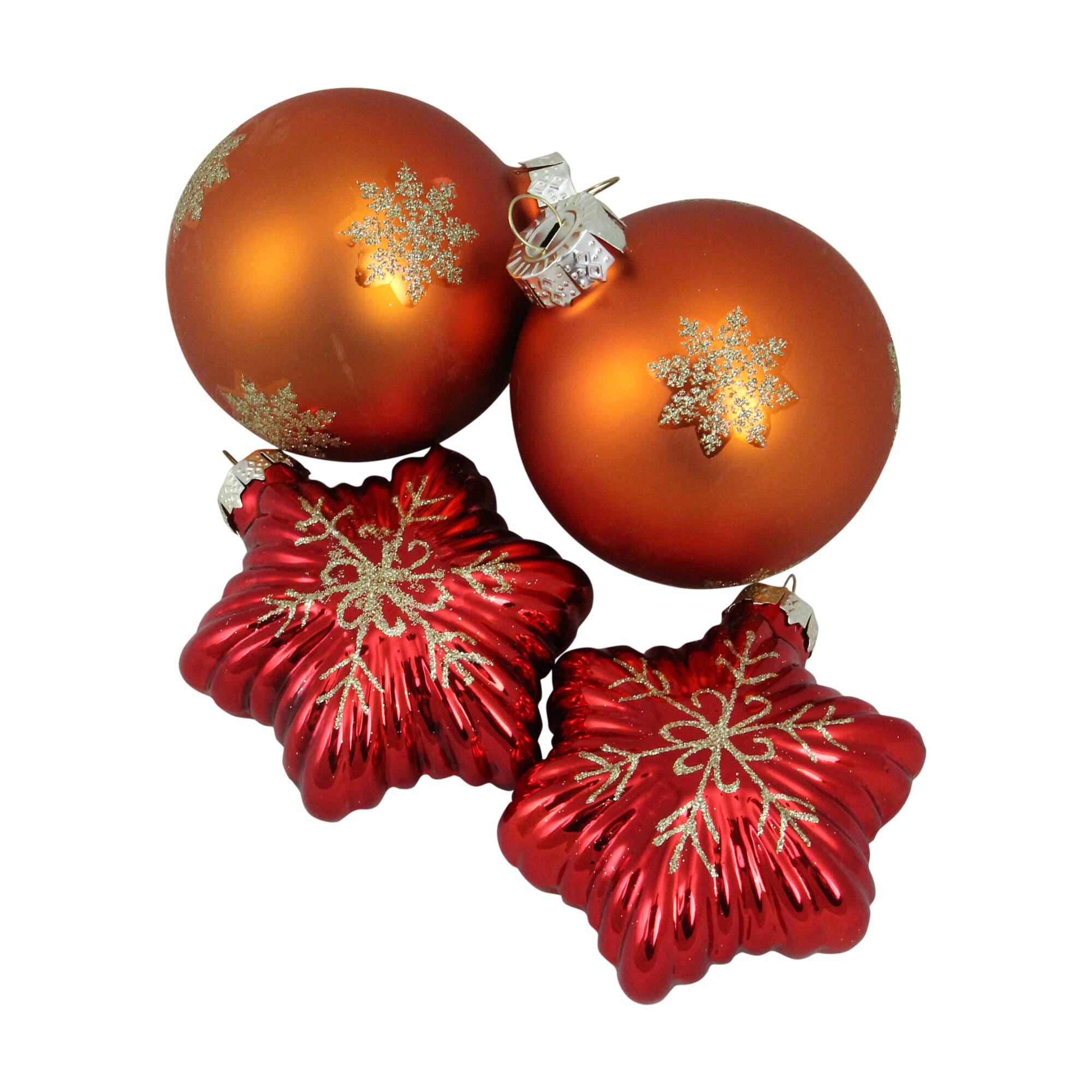 Northlight Shiny Glass Star and Ball Christmas Ornaments 4.25" and ...