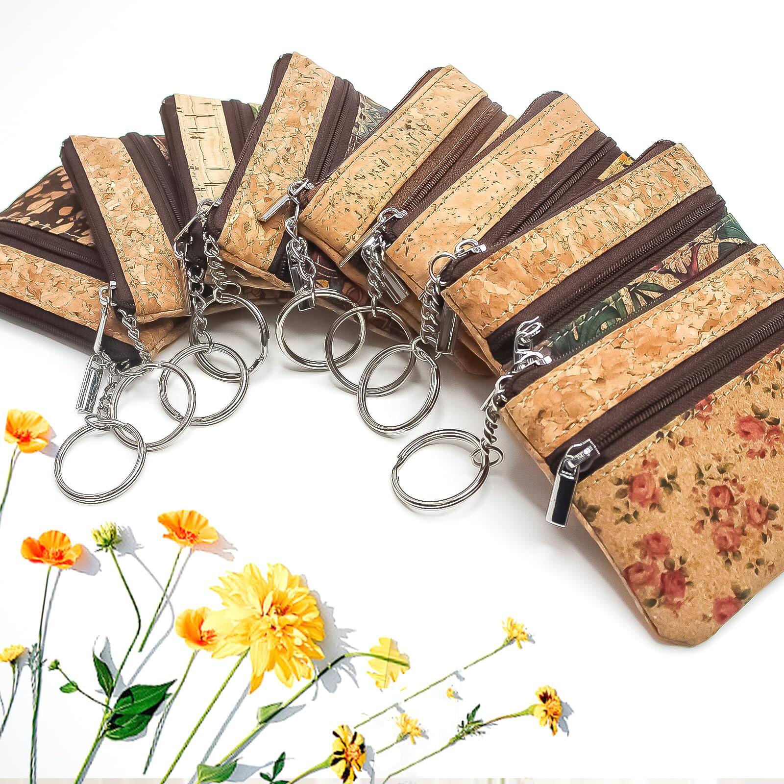 Jadie Link Cork Purse Mini Change Wallet Credit Card Holder Zipper ...