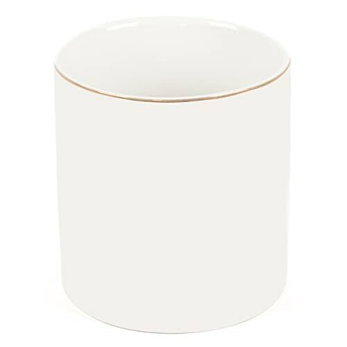 Vulpecula Spade Ceramic Pencil Holder for Desk Cute Gold Trim Pen ...