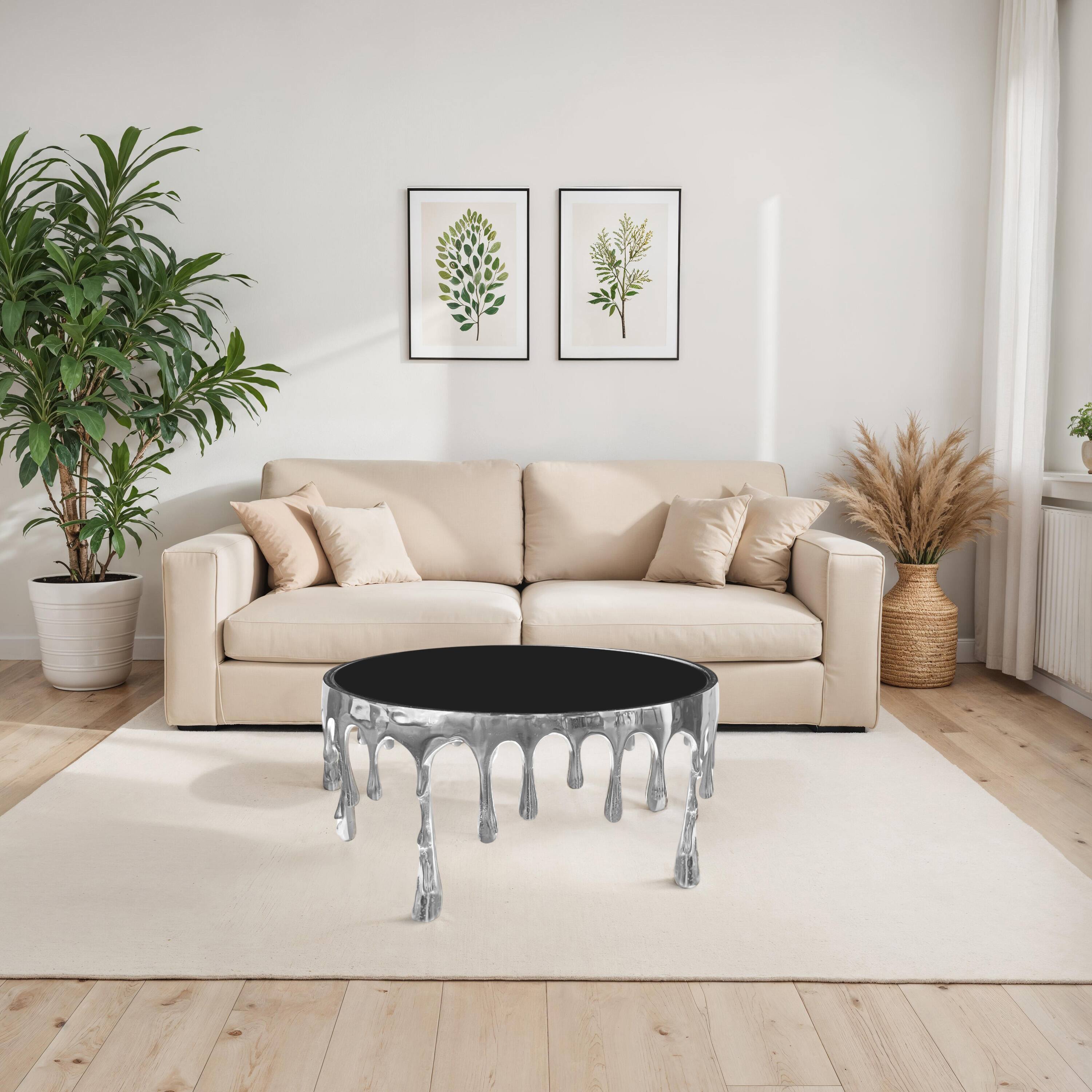 Manhattan Lane Capri Coffee Table | 36 Inch Round Glass Top | Melting ...