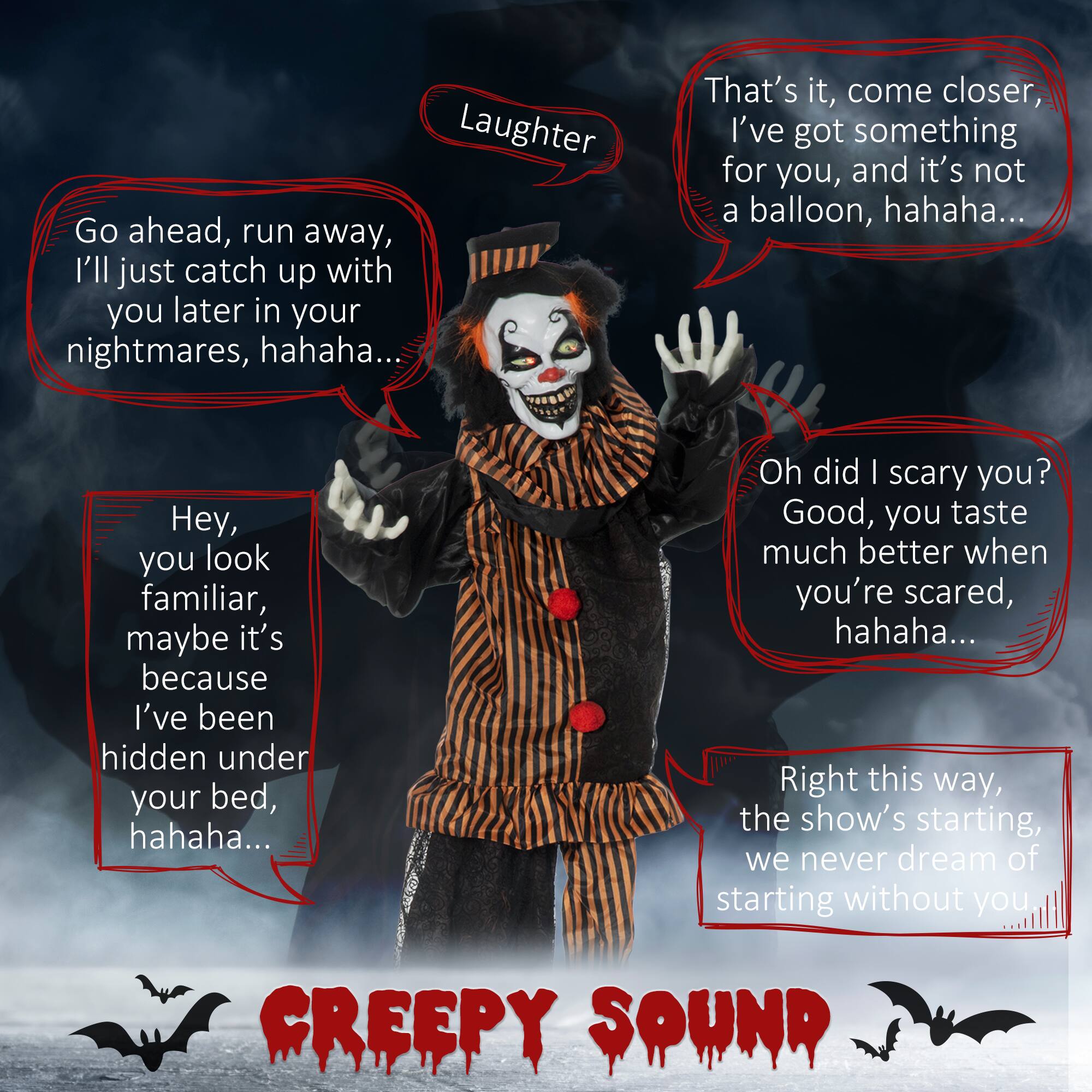 Outsunny 67" Life Size Outdoor Halloween Decorations Talking Circus ...