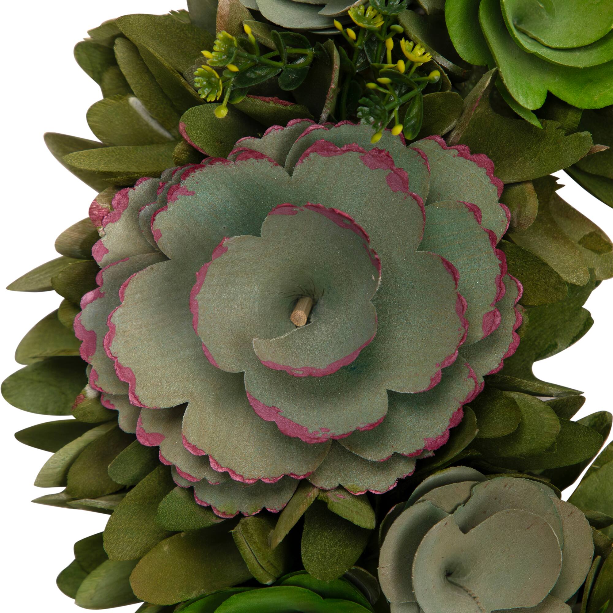 Northlight Wooden Mini Flowers Artificial Spring Wreath 14" Green ...