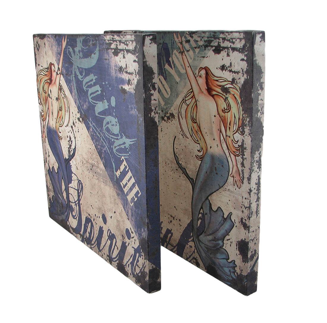 Zeckos Pair of Inspirational Mermaid Canvas Art Prints 12 X 12 ...