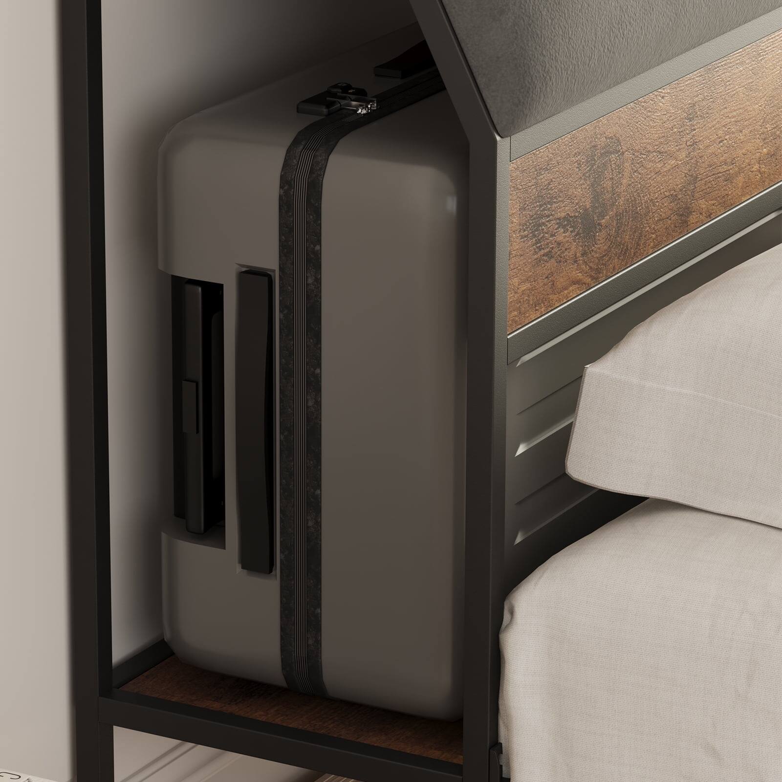 GARVEE Size Bed Frame with Tall Upholstered Headboard Charging Station ...