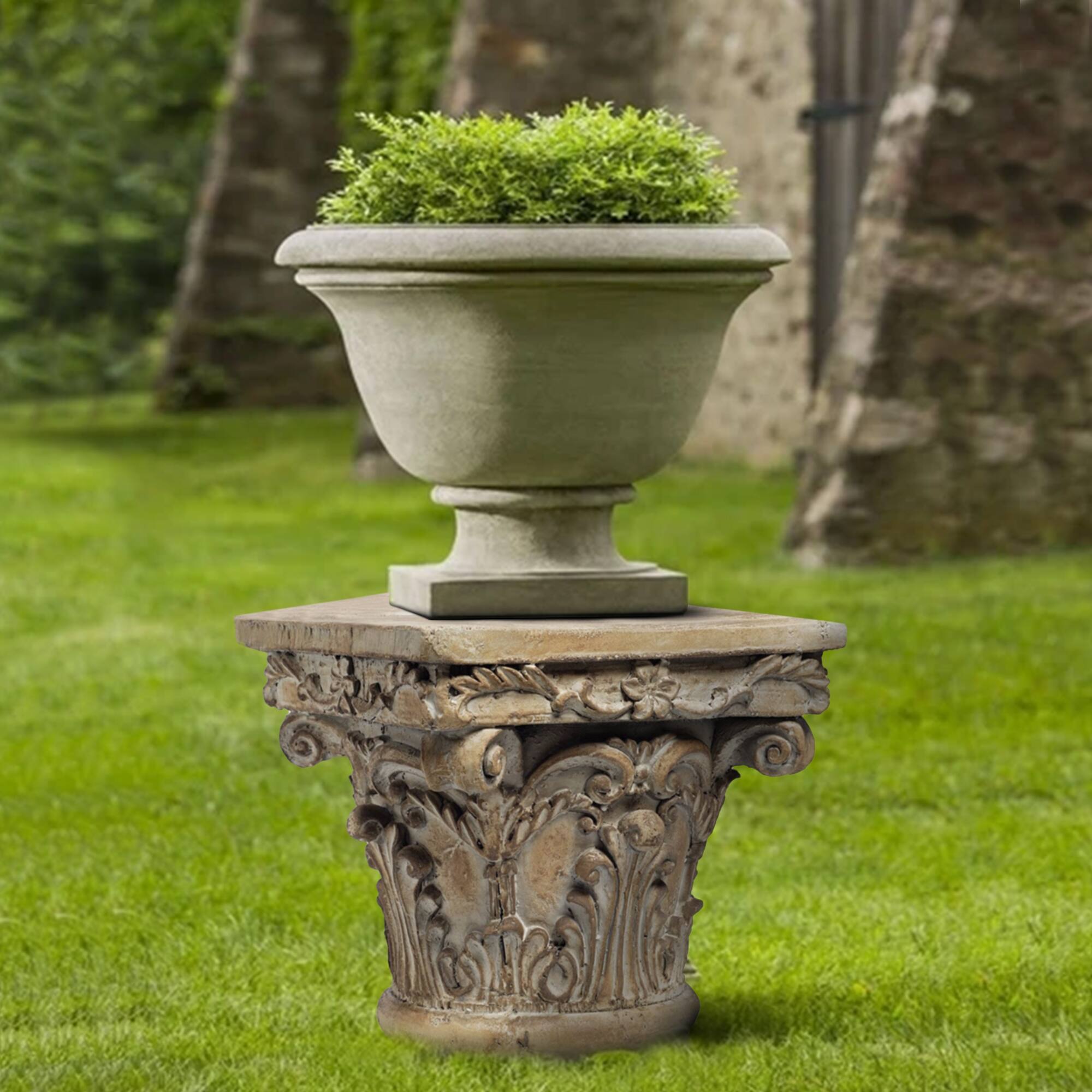 Manhattan Lane Aesthetic Resin Decorative Pedestal Brown BM147076 ...