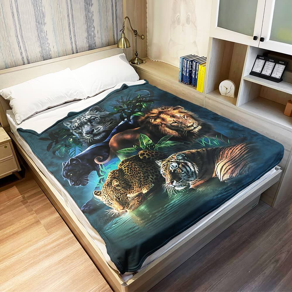 Refined Abode Design x80 Jungle Animals Blanket Soft Cozy Fleece Throw ...