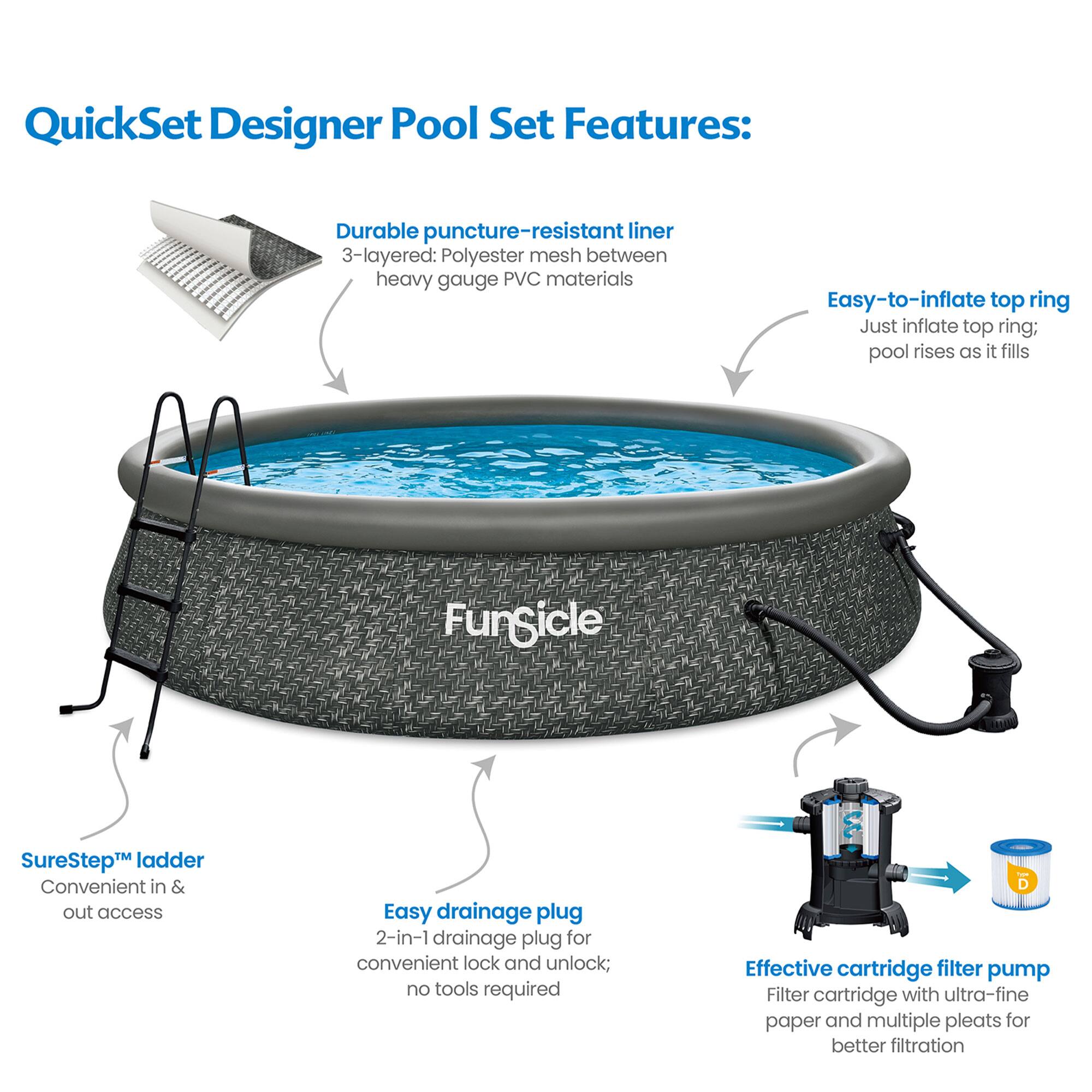 Funsicle 14' x 36" QuickSet Ring Top Above Ground Swimming Pool ...