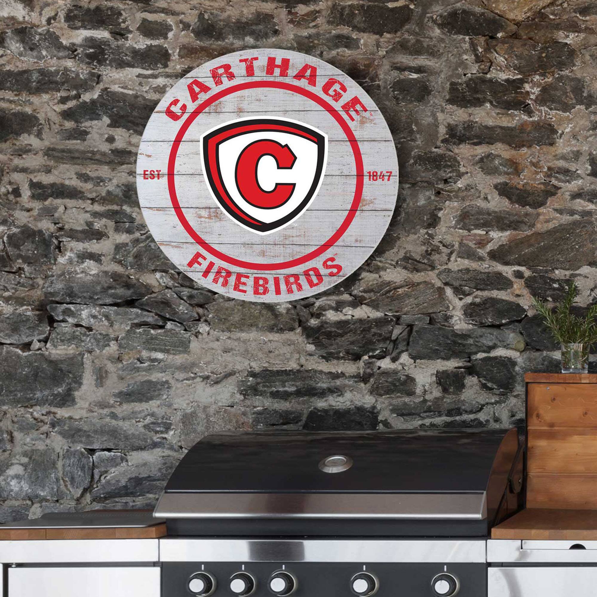 Jardine Carthage Firebirds 20'' Indoor/Outdoor Weathered Circle Sign ...