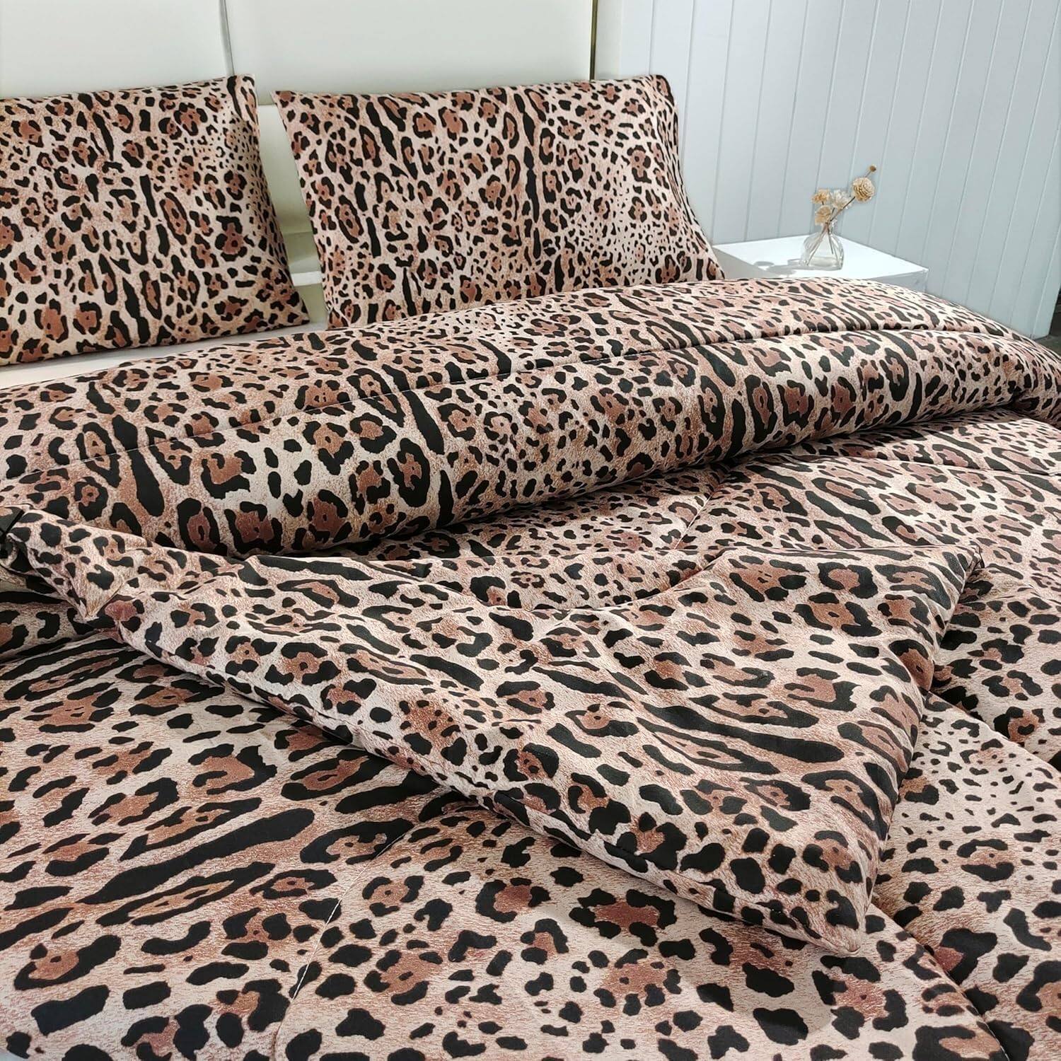 Dapper Styles Comforter Set Queen Soft Leopard Print Bedding For ...