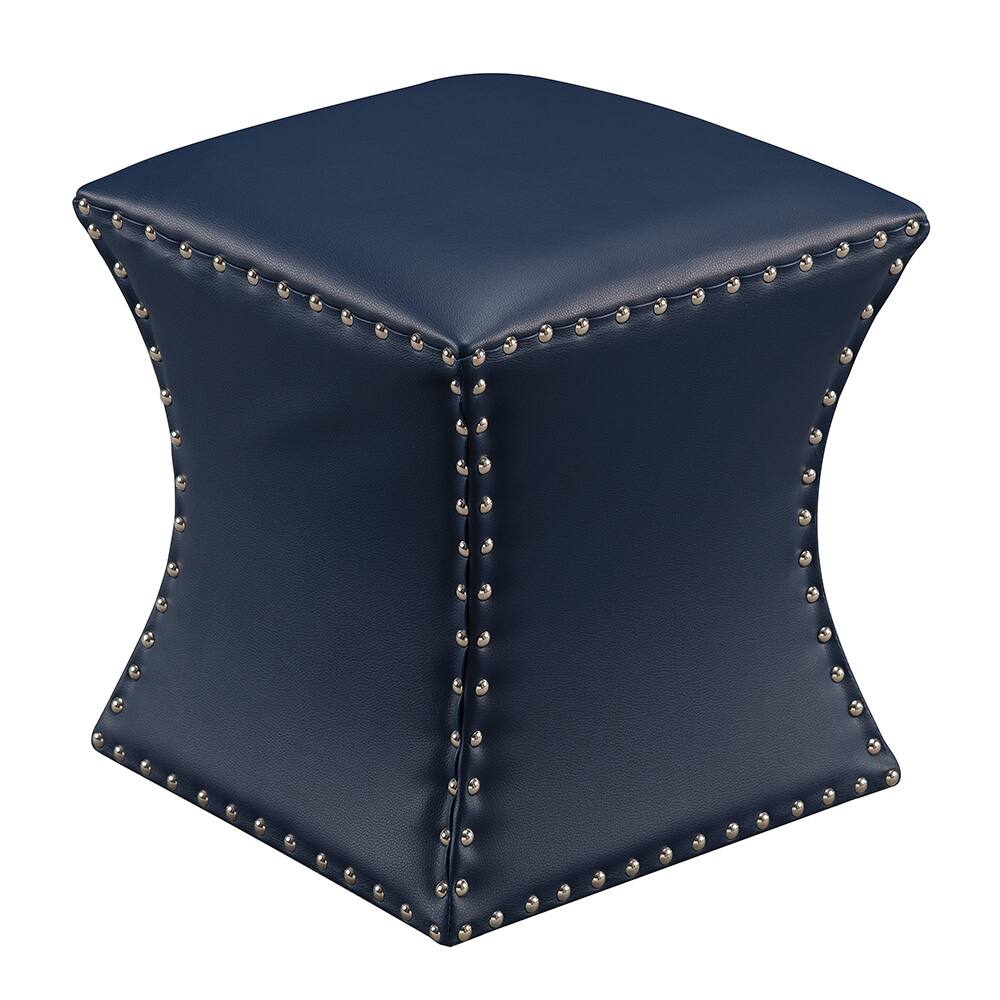 Kings Brand Furniture Emeril Faux Leather Square Ottoman Stool Blue ...