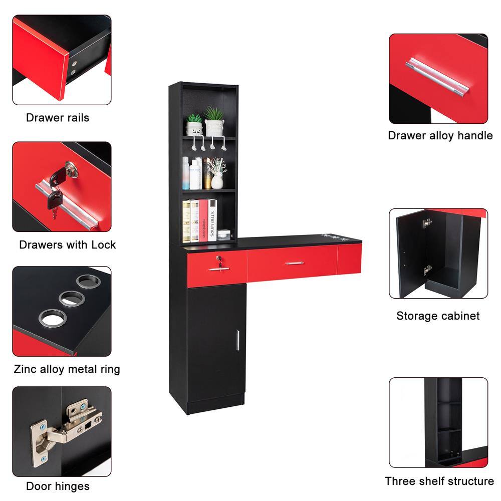 Winado Wall Mount Hair Salon Beauty Salon Stations with Storage Cabinet ...