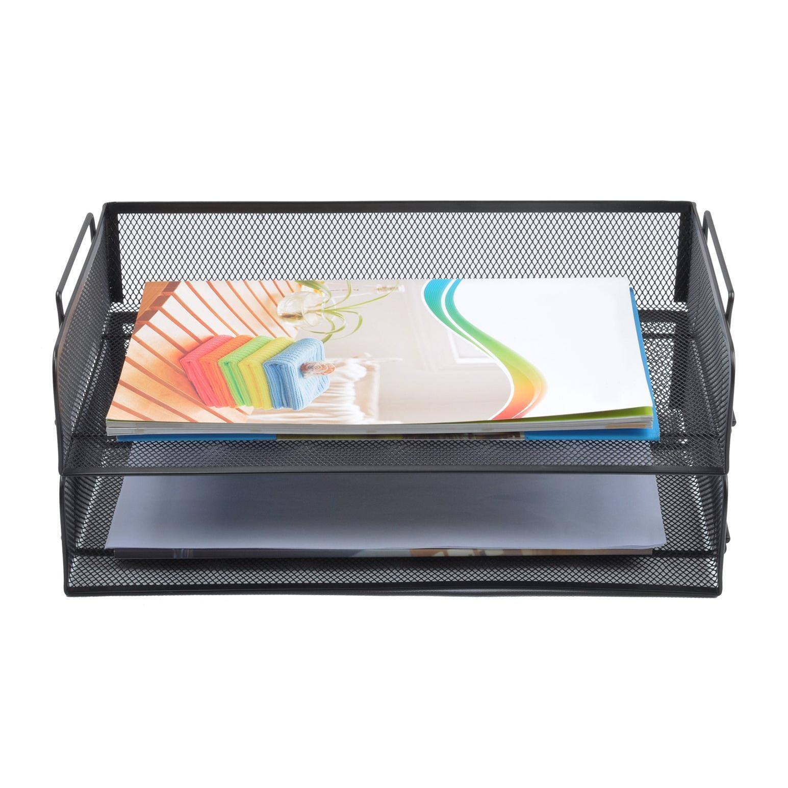 Dapper Styles Stackable Desk Paper Tray Metal Mesh Desktop Document ...