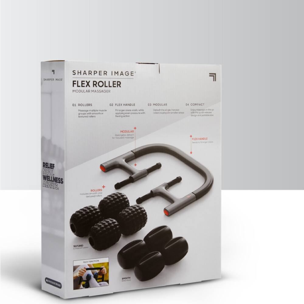 Sharper Image Flex Roller, Modular Massager with 8 Attachments Black ...