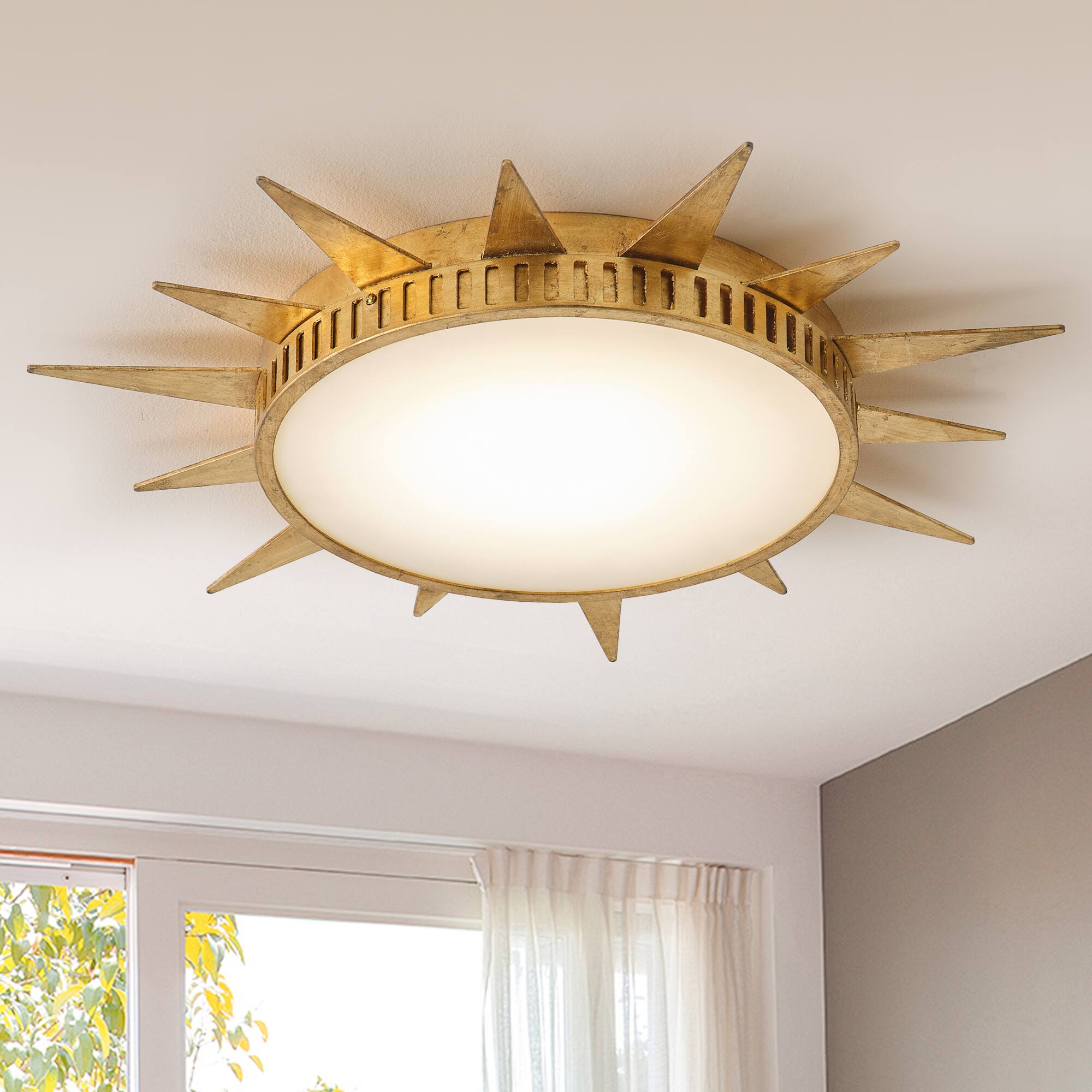 Parrot Uncle 25.2 in. Integrated LED Vintage Sun Burst Ceiling Light ...