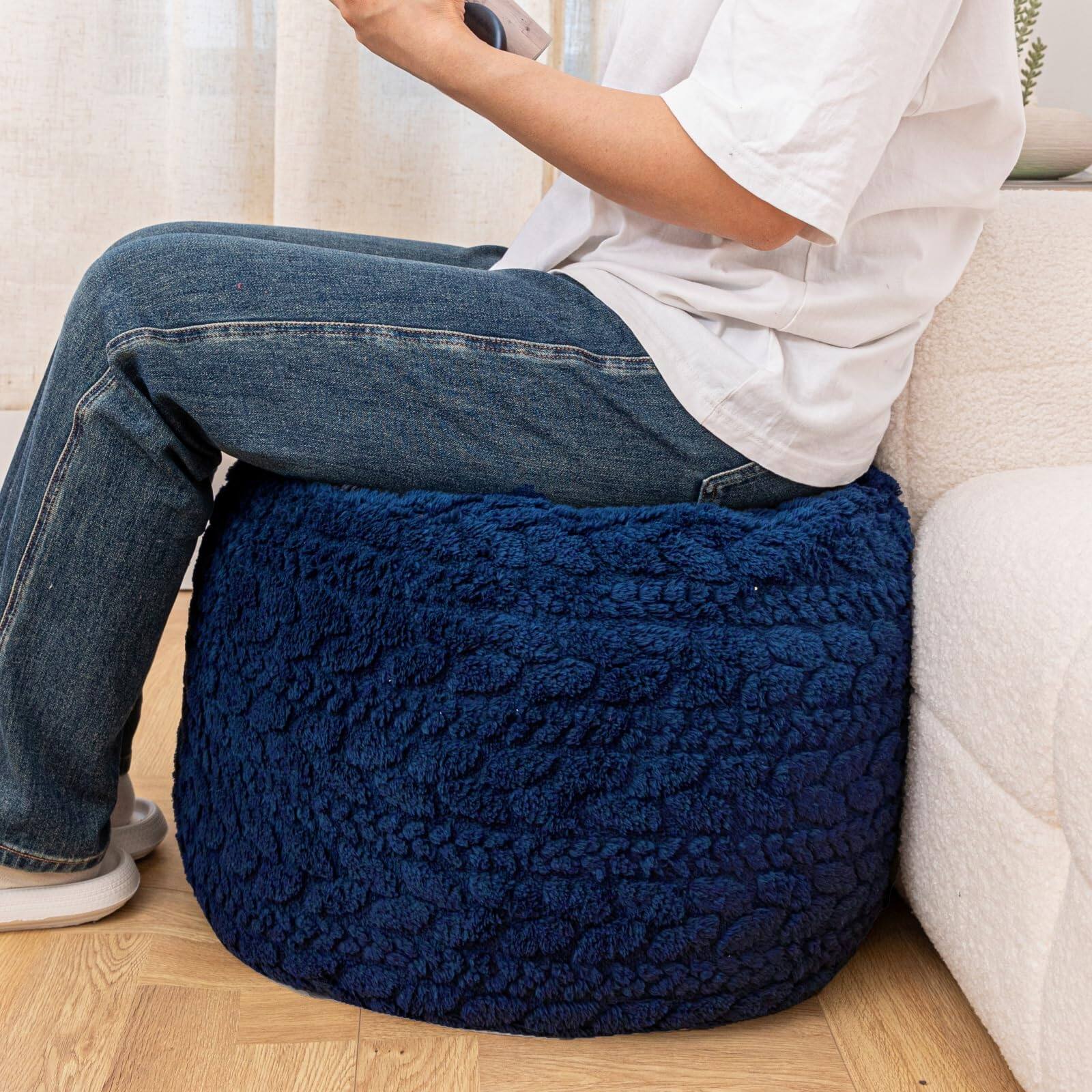 JETRANSPORT Round Pouf Ottoman Inches Boho Poof Home Decor Floor Pouffe ...