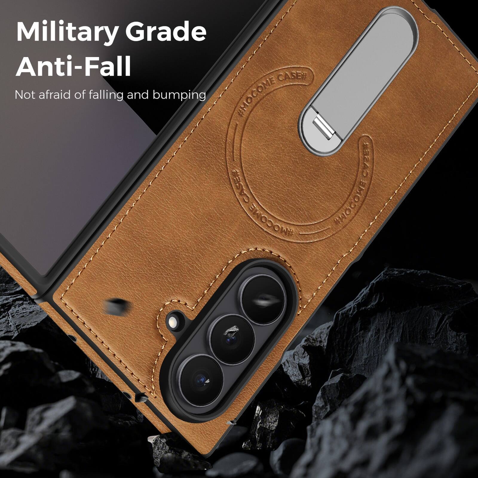 Dteck Magnetic Case for Samsung Galaxy Z Fold7 Shockproof PU Leather ...