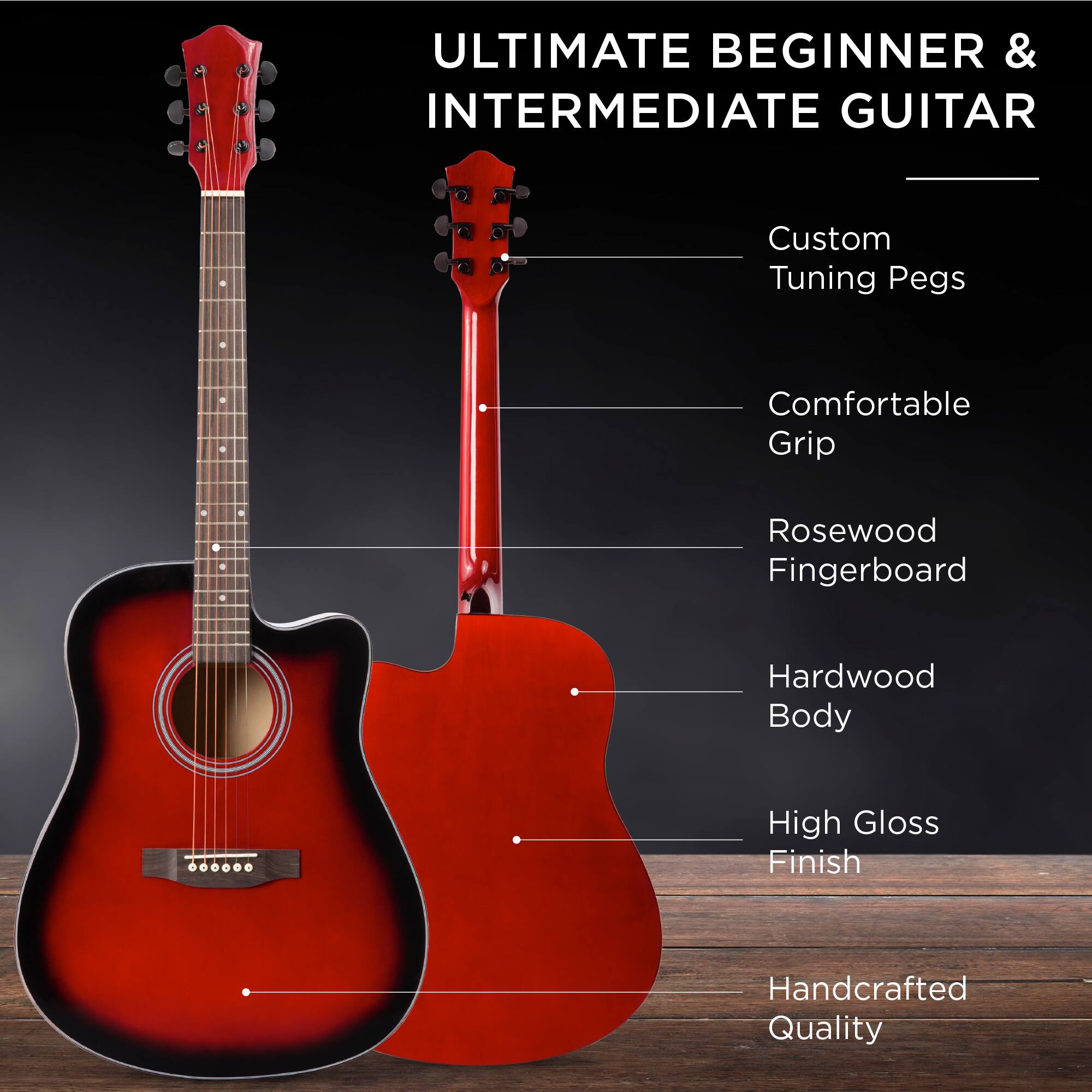 Best Choice Products 41in Full Size Beginner Acoustic Guitar Set with ...