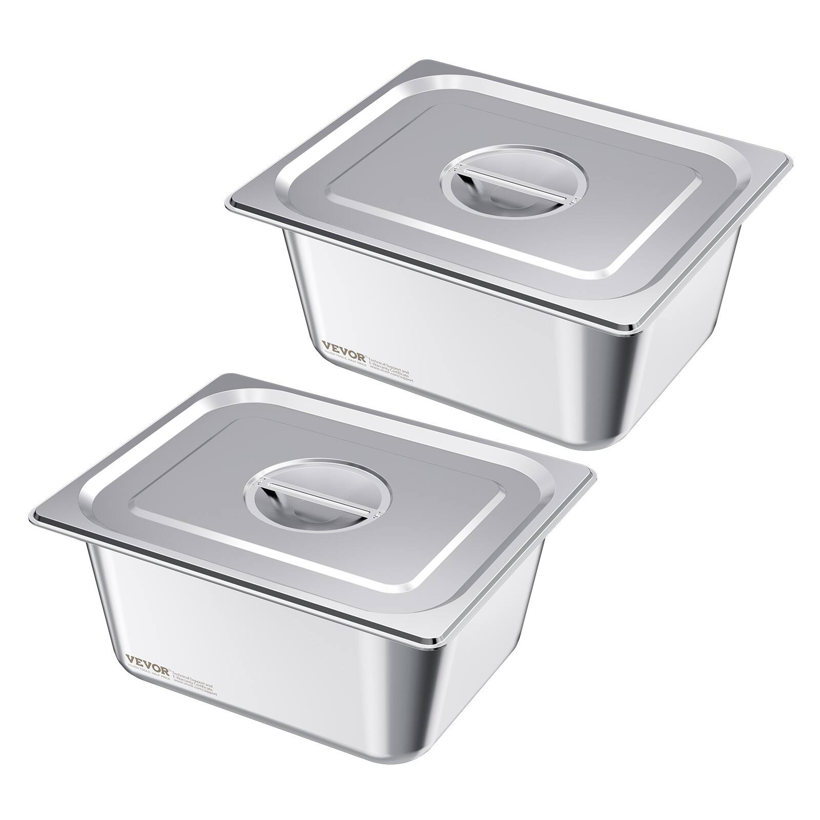 VEVOR 2 Pack Stainless Steam Hotel Pans, 1/2 Size Table Steam Pans ...