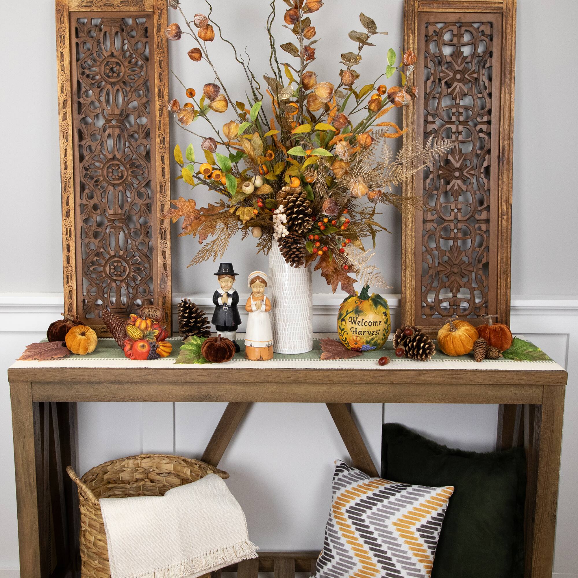 Northlight Bountiful Give Thanks Fall Harvest Cornucopia Decoration 8.5 ...