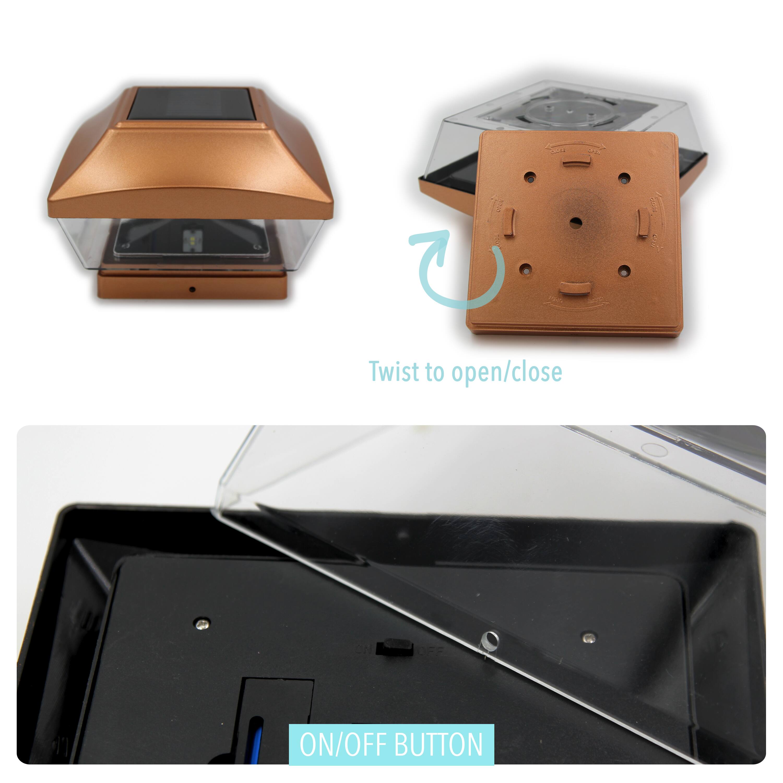 FC Design Ultra Bright Copper Solar Post Light Two 28 Lumen SMD LED Fit ...