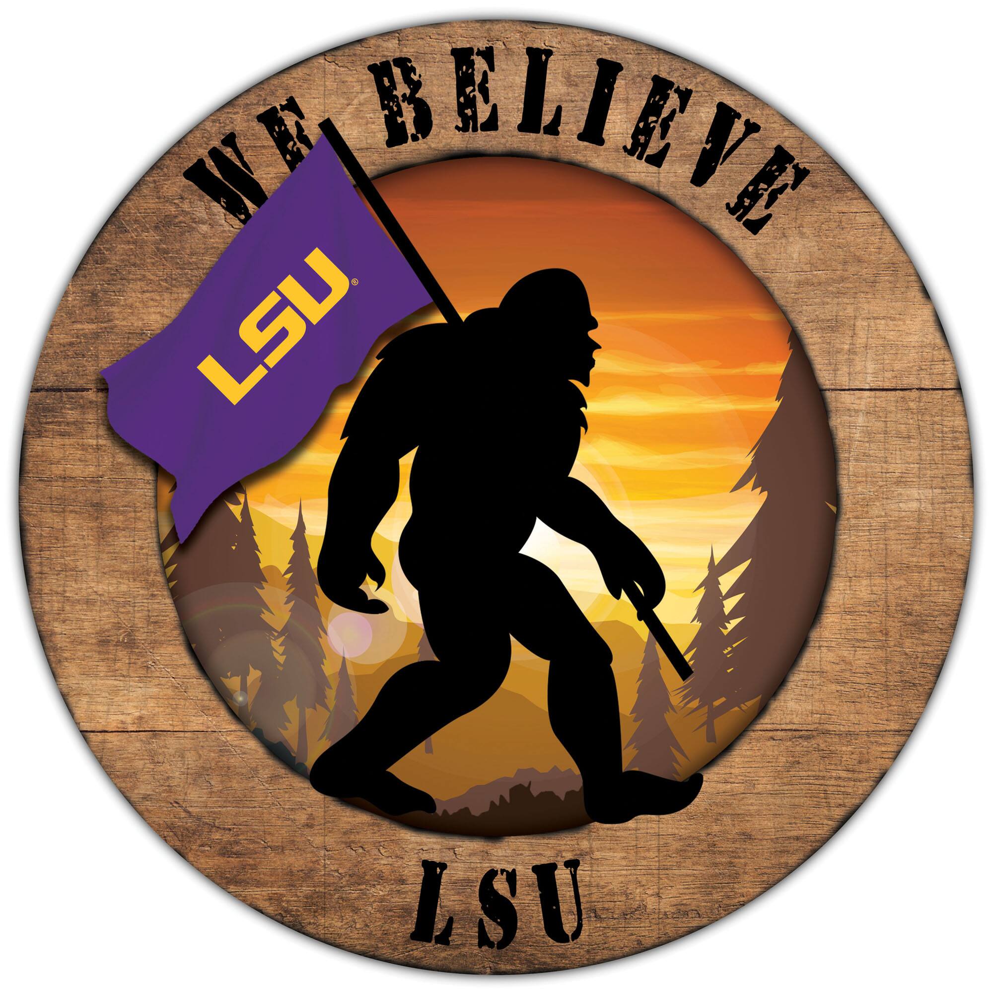 Fan Creations LSU Tigers 12'' We Believe Bigfoot Circle Sign Multicolor ...