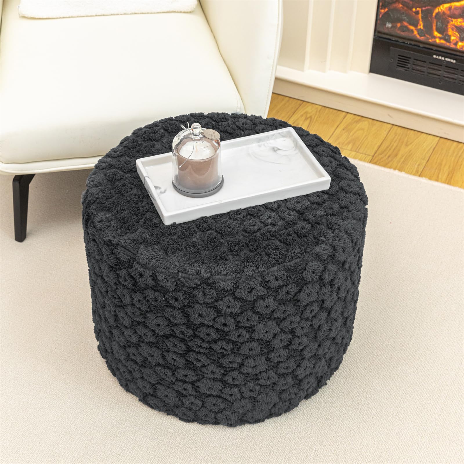 Fabibe Ottoman Foot Rest Stuffed Round Boho Floor Poof Seating Armchair ...