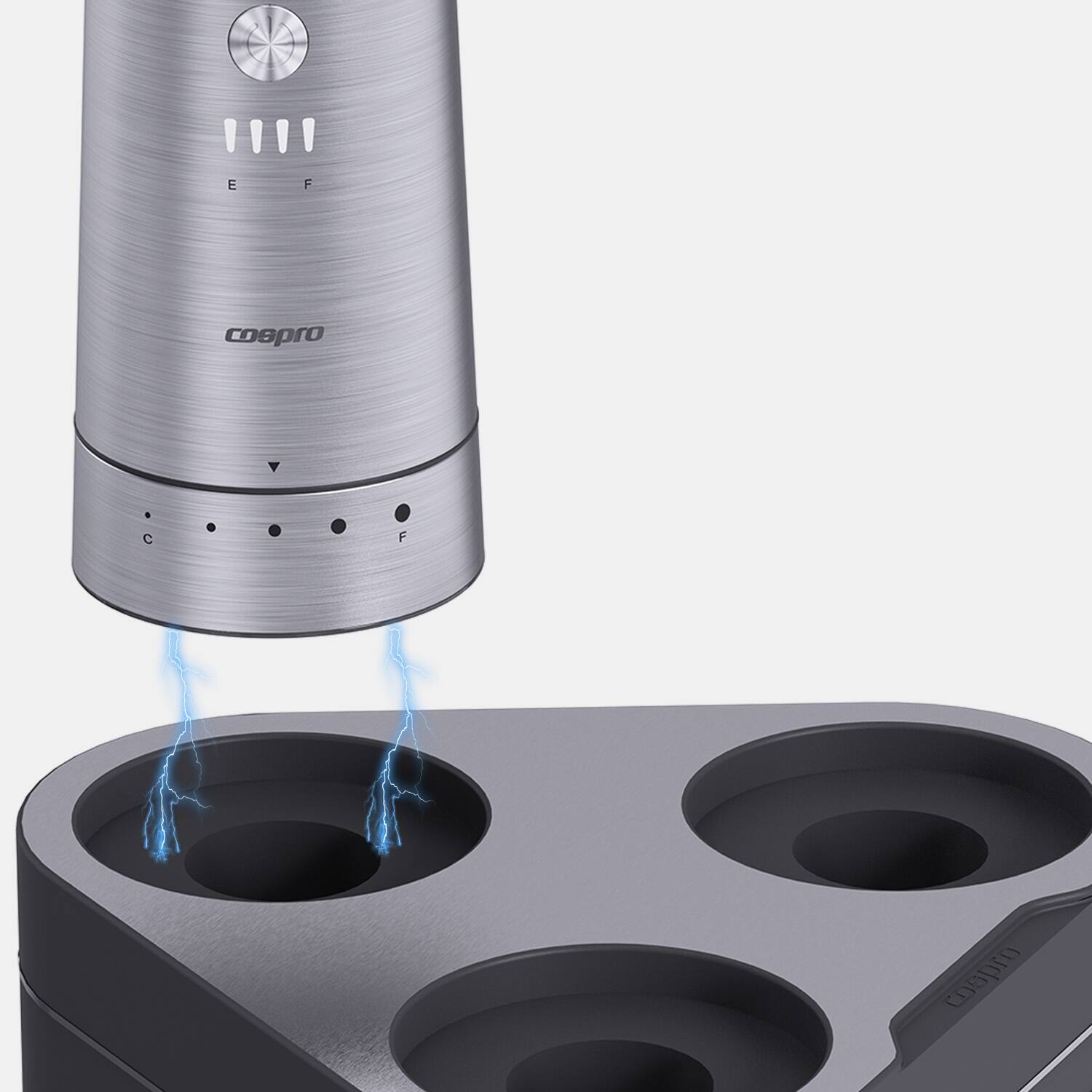 Cospro Electric Salt and Pepper 3 Grinder Set Stainless Steel QIC-301 - Best Buy