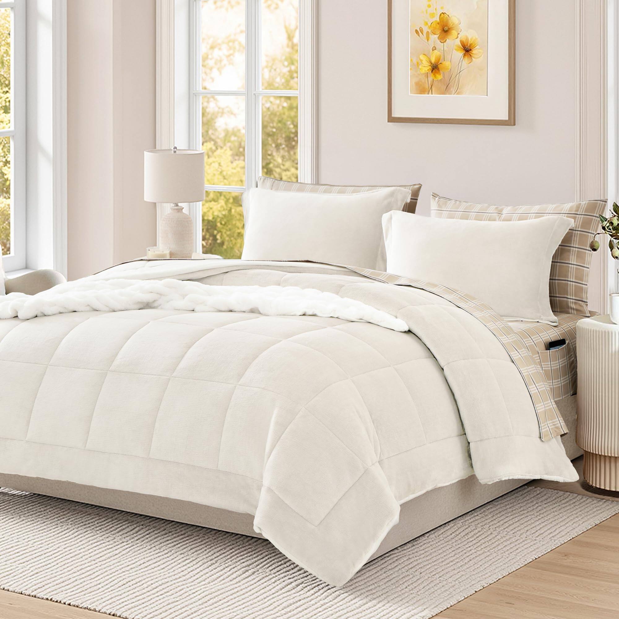 Paradigms Interiors Plush Comforter Set Flannel Sets 7 Pieces Bed In A ...