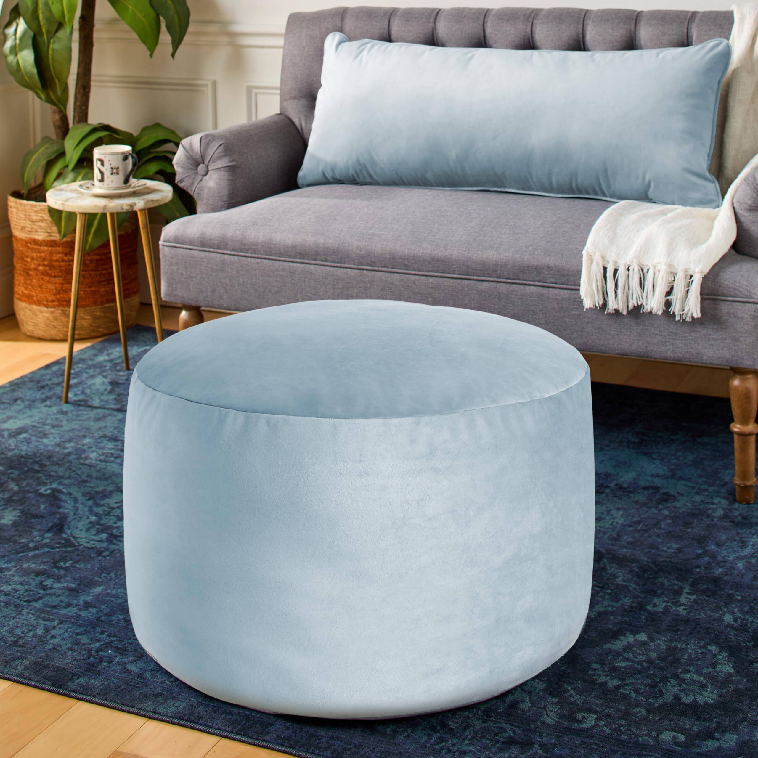 JETRANSPORT Edge Pouf Cushion Round Stuffed Plush Ottoman Foot Rest Stool Floor Living Room Dorm ...