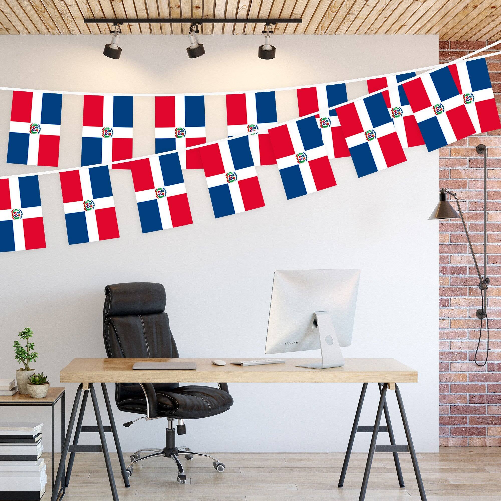 G128 Dominican Republic Bunting Banner, 33 ft String with 38 Mini Flags ...