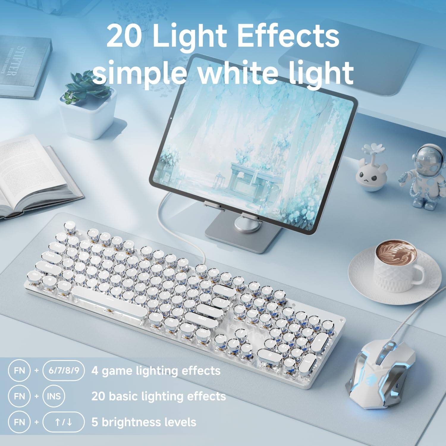 Live At Space Eweadn Tk100 Wired Typewriter Mechanical And Mouse 104 Keys Aesthetic Combo With ...